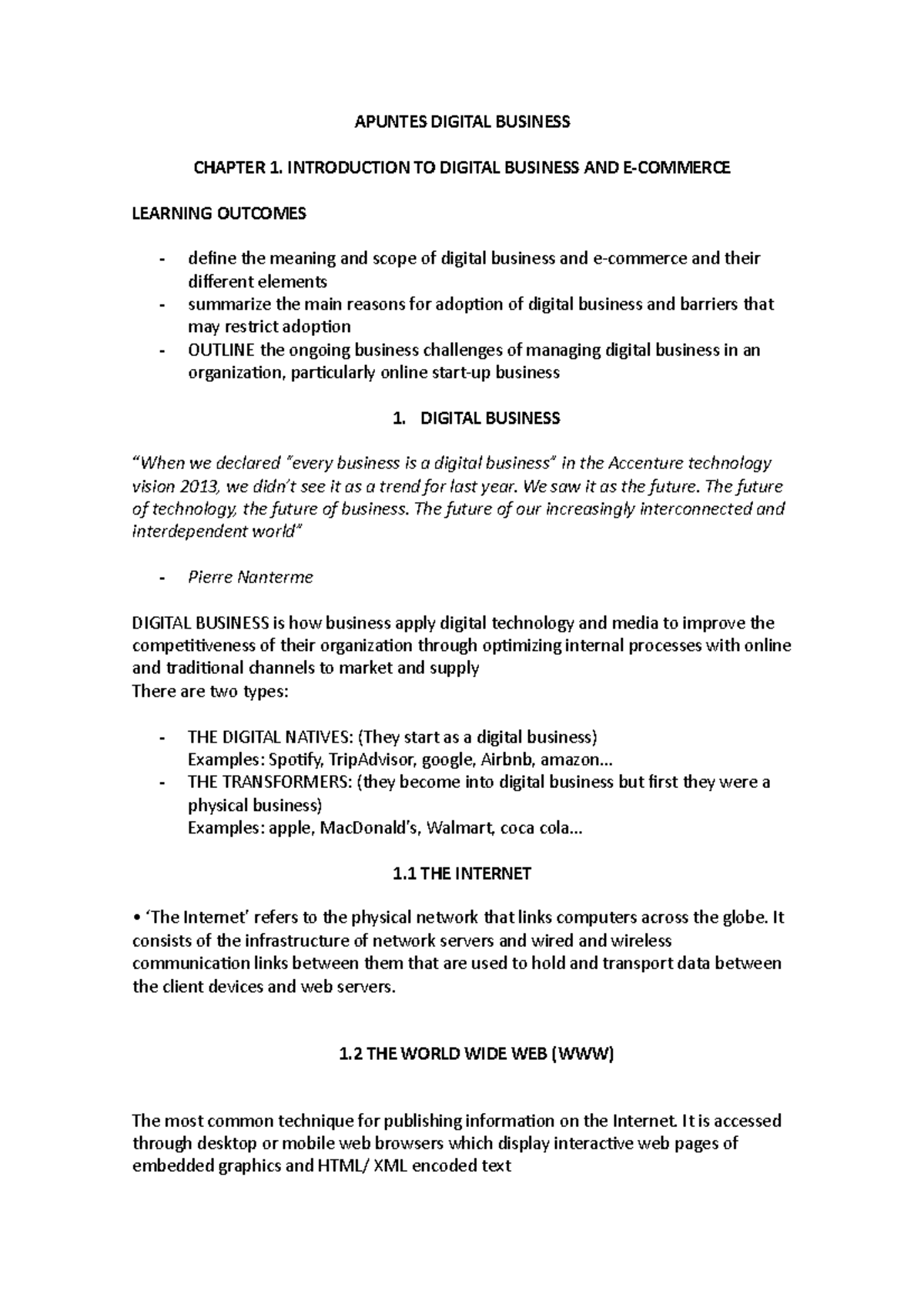 Chapter 1 digital business - APUNTES DIGITAL BUSINESS CHAPTER 1 ...