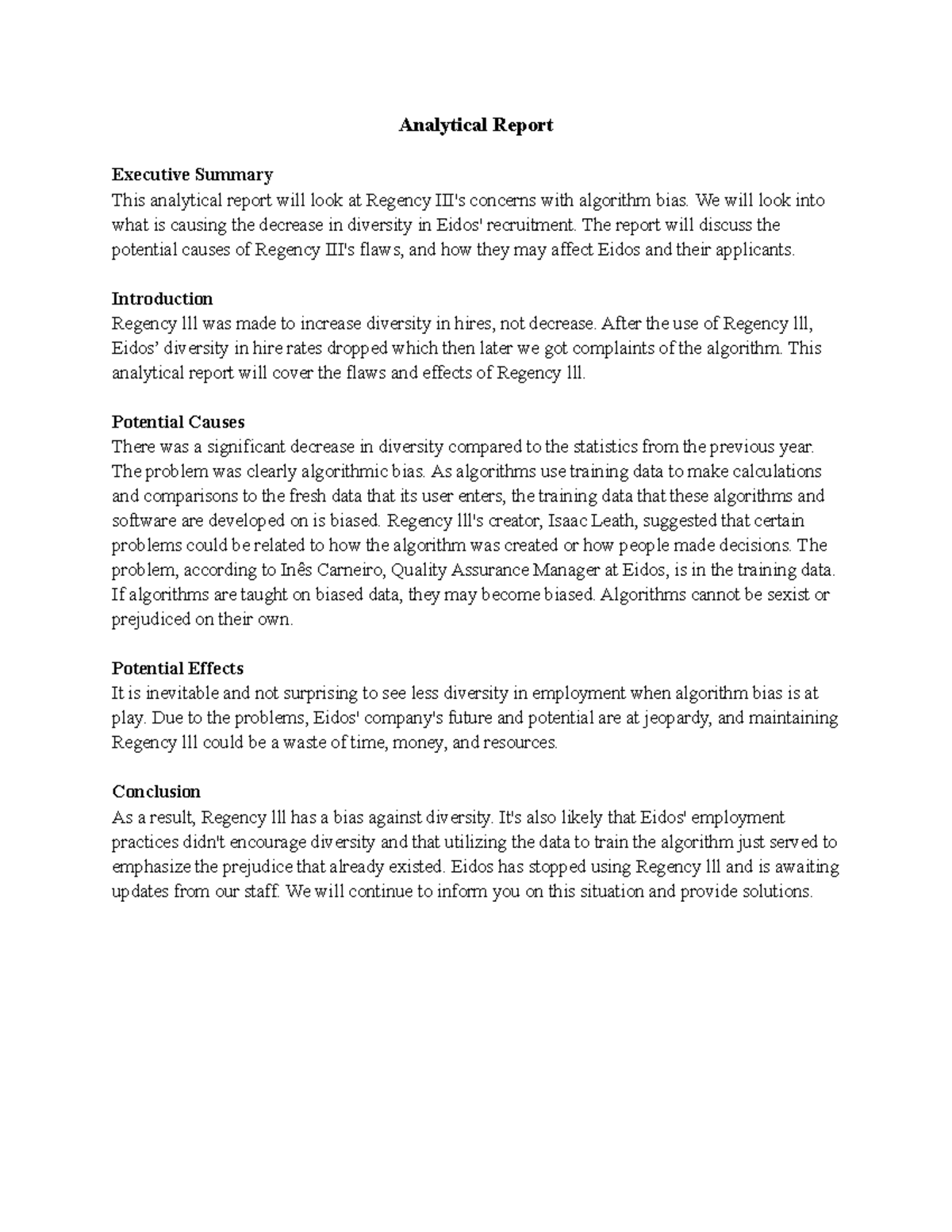 ELM #2 Analytical Report - Analytical Report Executive Summary This ...