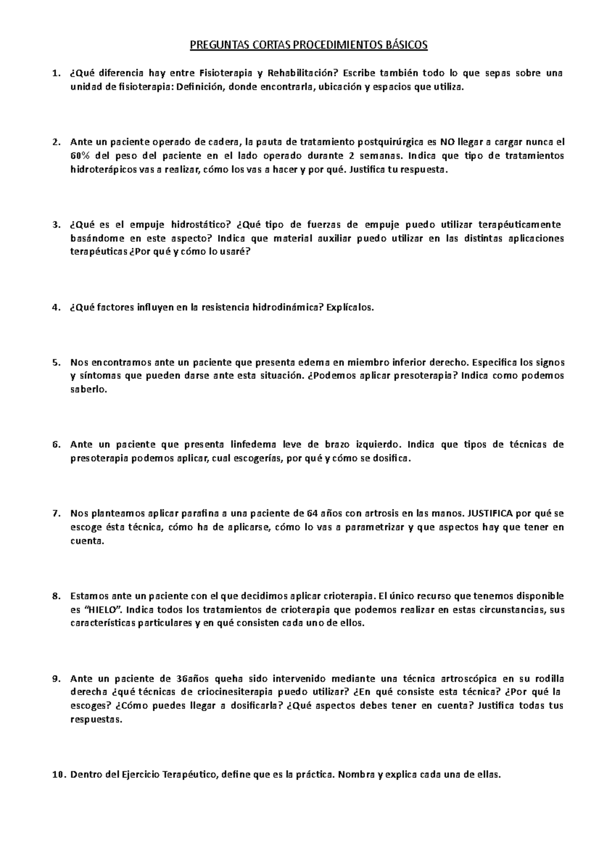 Preguntas Cortas Procedimientos Básicos - PREGUNTAS CORTAS PROCEDIMIENTOS BÁSICOS ¿Qué ...