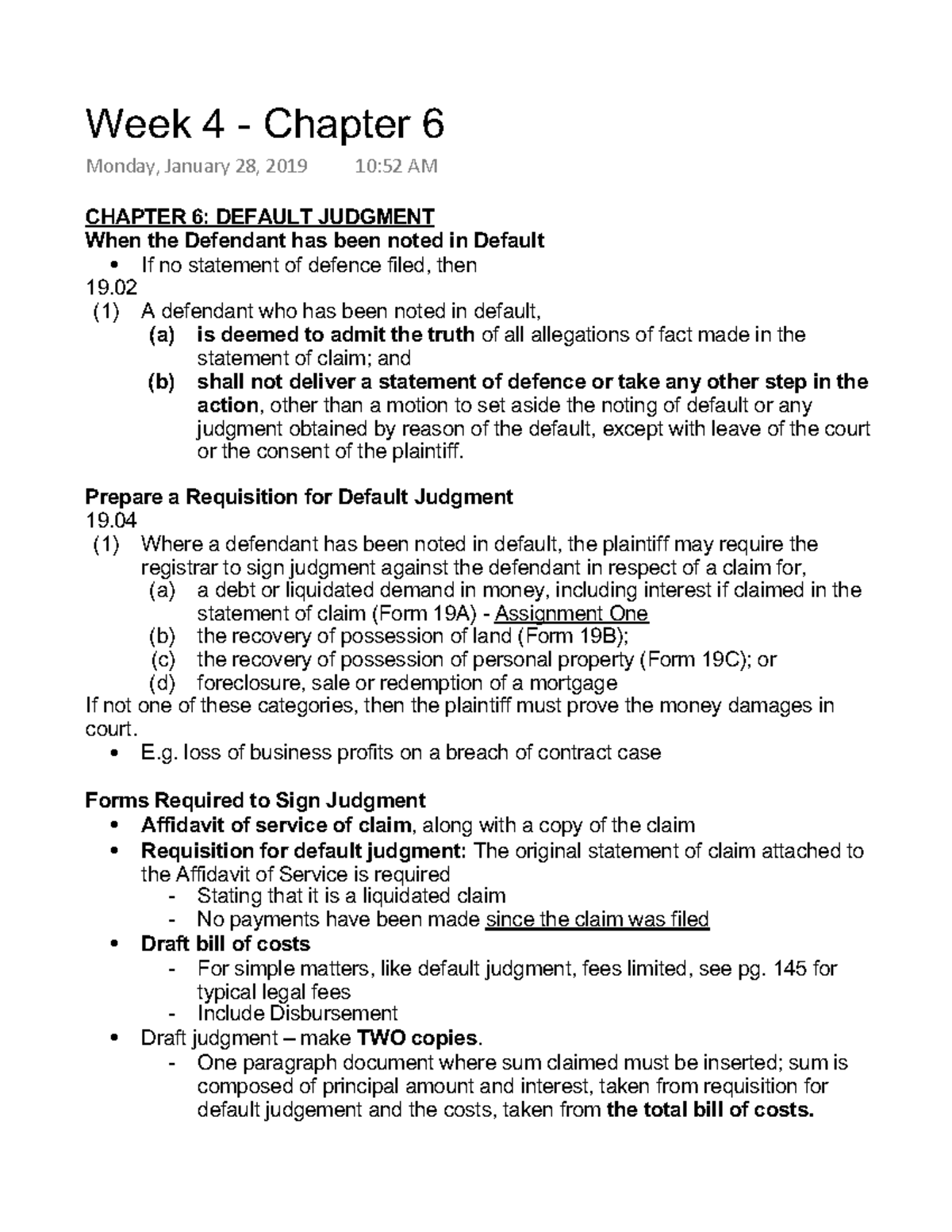 Debtor/Creditor Week 4 - Chapter 6 - Week 4 - Chapter 6 Monday, January ...