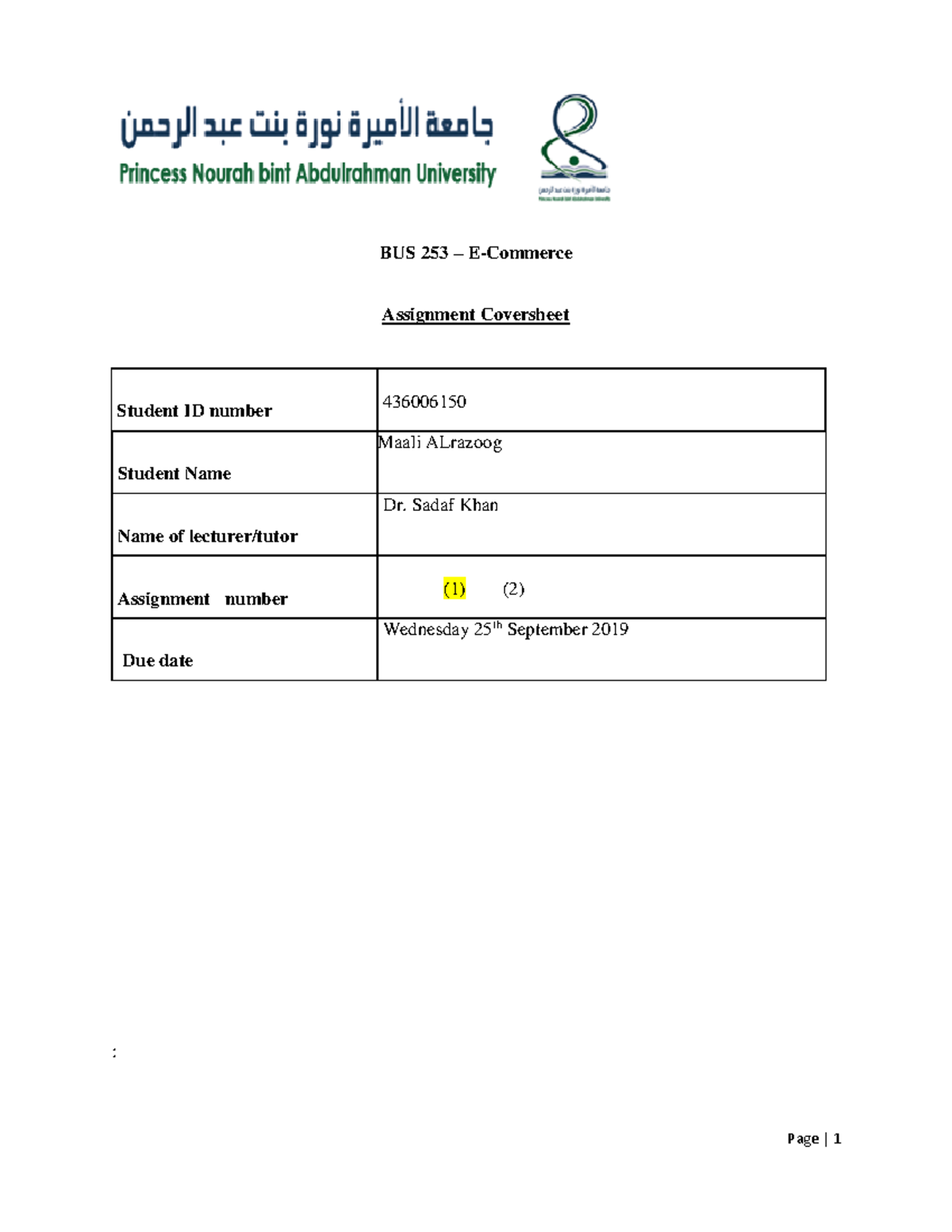 Assignment1 E Commerce 2 Warning Tt Undefined Function 32 Bus 253 E Commerce