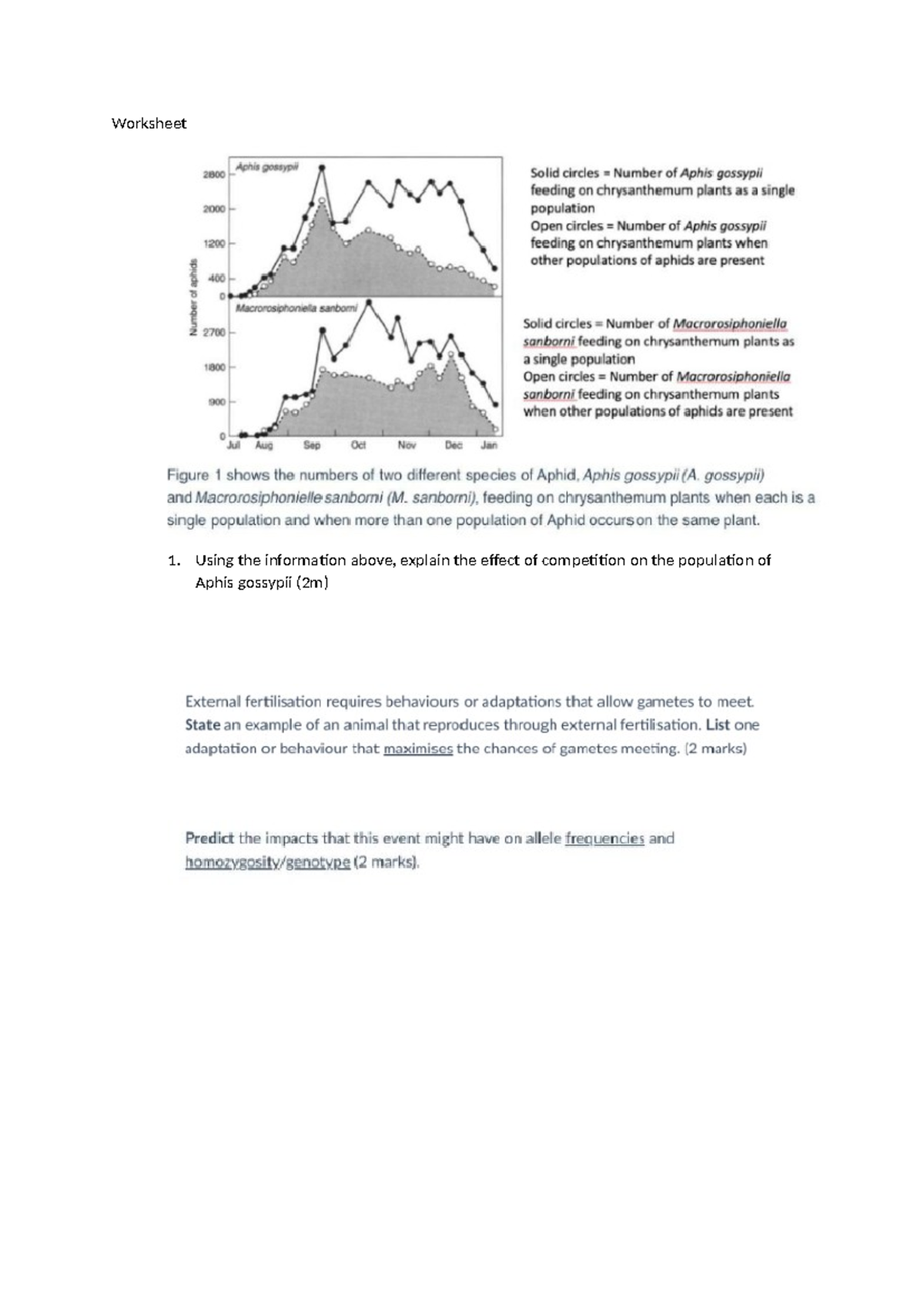 Week 5 Worksheet - BIO 12 - Worksheet 1. Using the information above ...