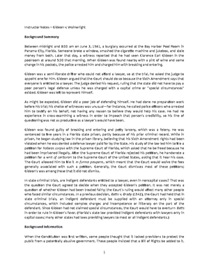 Gideon v. Wainwright (abridged) - Gideon V. Wainwright, 372 U. 335 ...