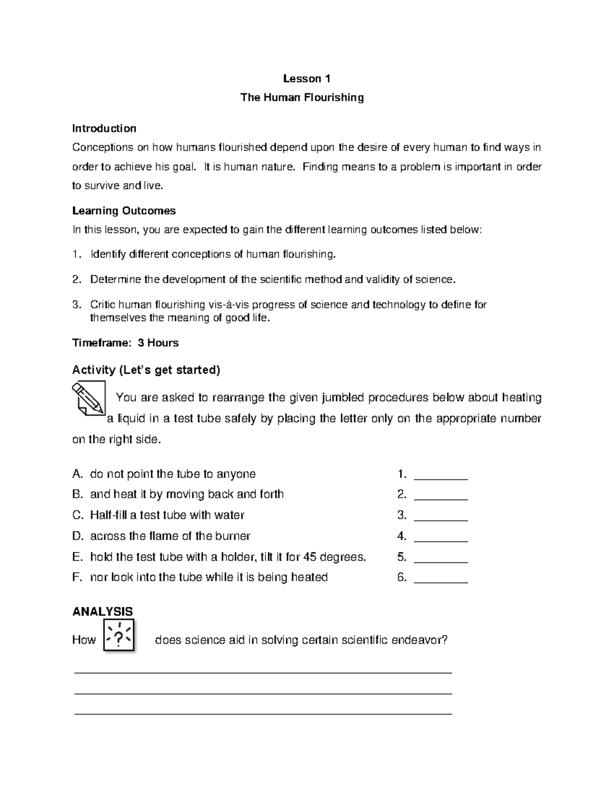 The Human Flourishing - Lesson 1 The Human Flourishing Introduction ...