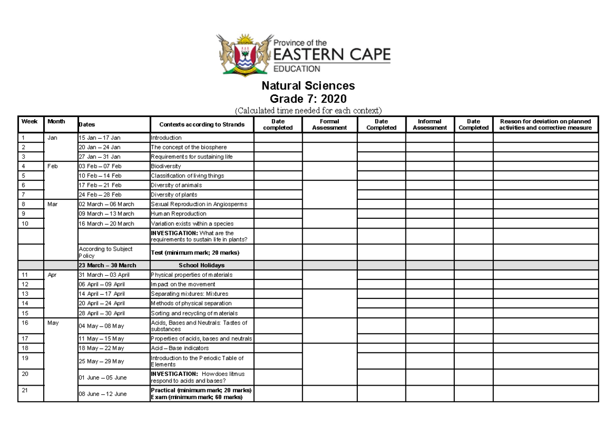 2020 NS Pace setter Grade 7 - 2 - Natural Sciences Grade 7: 2020 ...