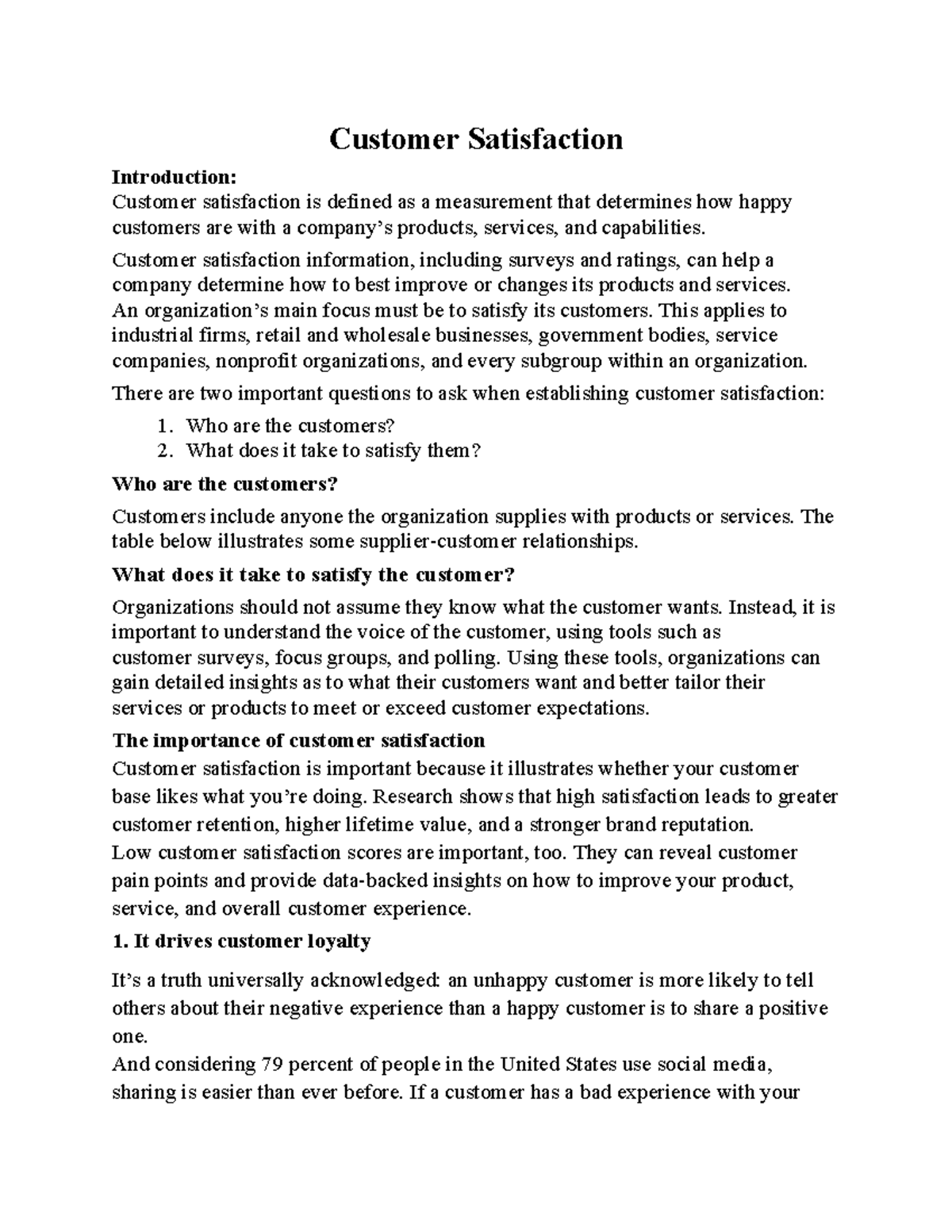 Customer Satisfaction (Ayesha Nazir) - Customer Satisfaction ...