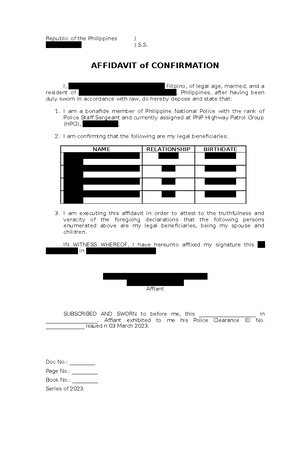 BP 22-4 - Sample affivadit for bp 22 - JUDICIAL AFFIDAVIT* I, JOCELYN ...
