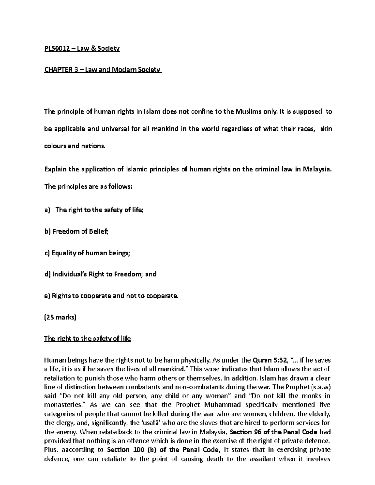Tutorial 3 (CHAPTER 3 – Law and Modern Society ) - PLS0012 – Law ...
