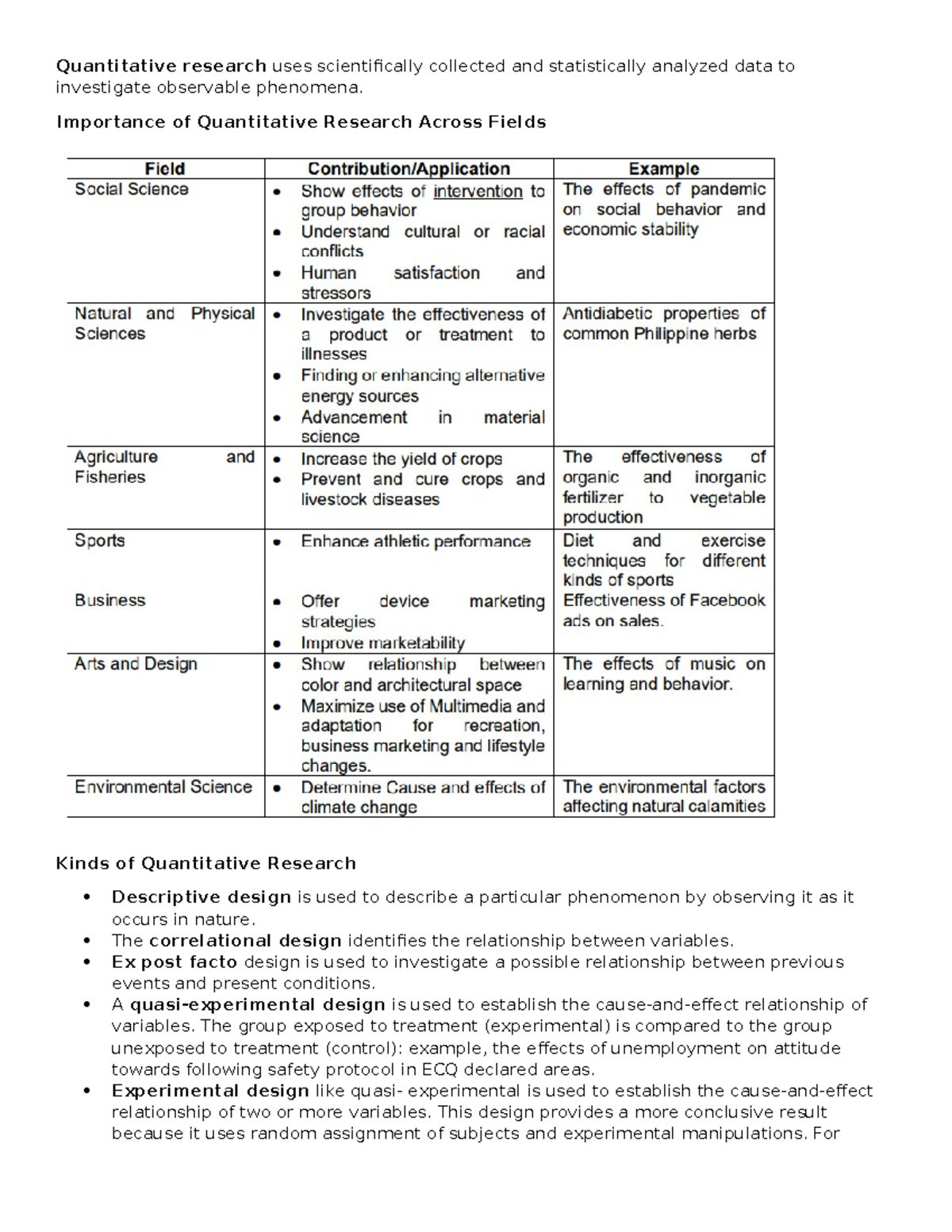 PR2- Handout - hope it helps - Quantitative research uses ...