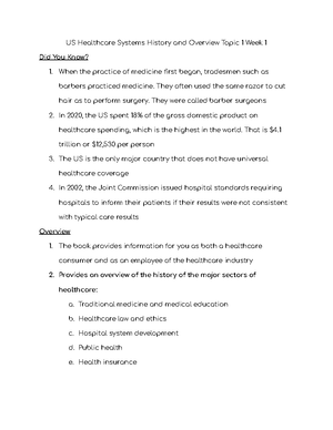 Analysis of the U.S. Healthcare System - Topic 13 Chapter 14: Analysis ...