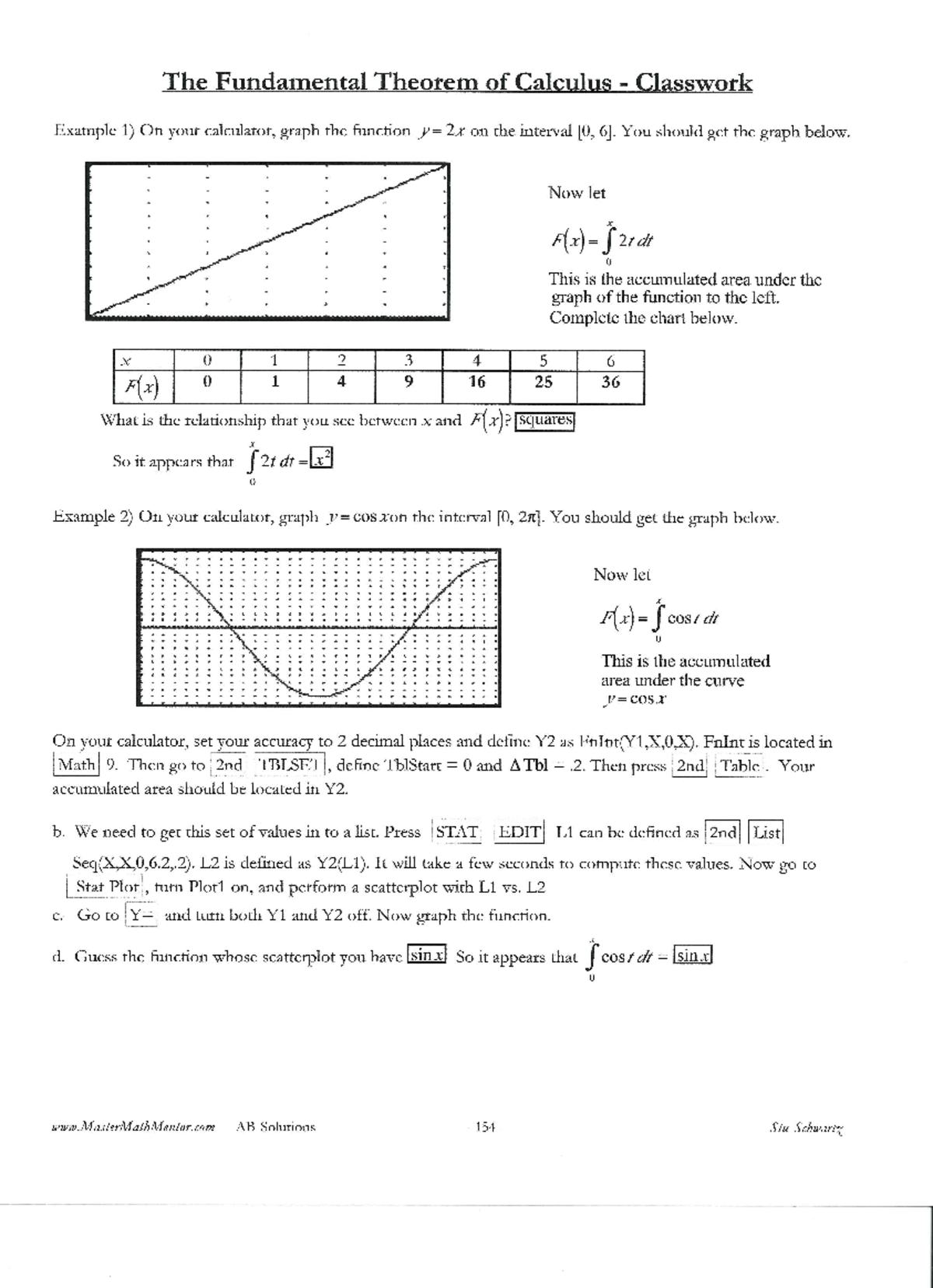 Solutions - Summer 2013 Assignment #6 - Fundamental Theorem of Calculus ...