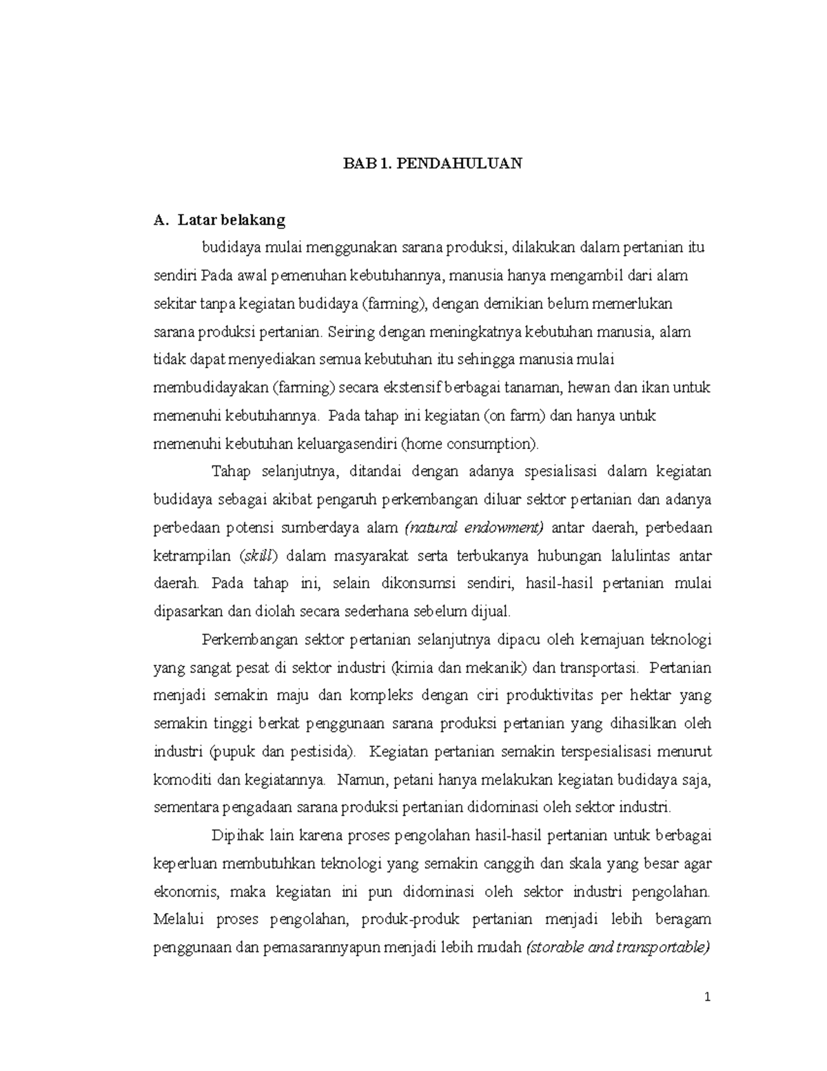 Mata Rantai Agribisnis - BAB 1. PENDAHULUAN A. Latar belakang budidaya ...