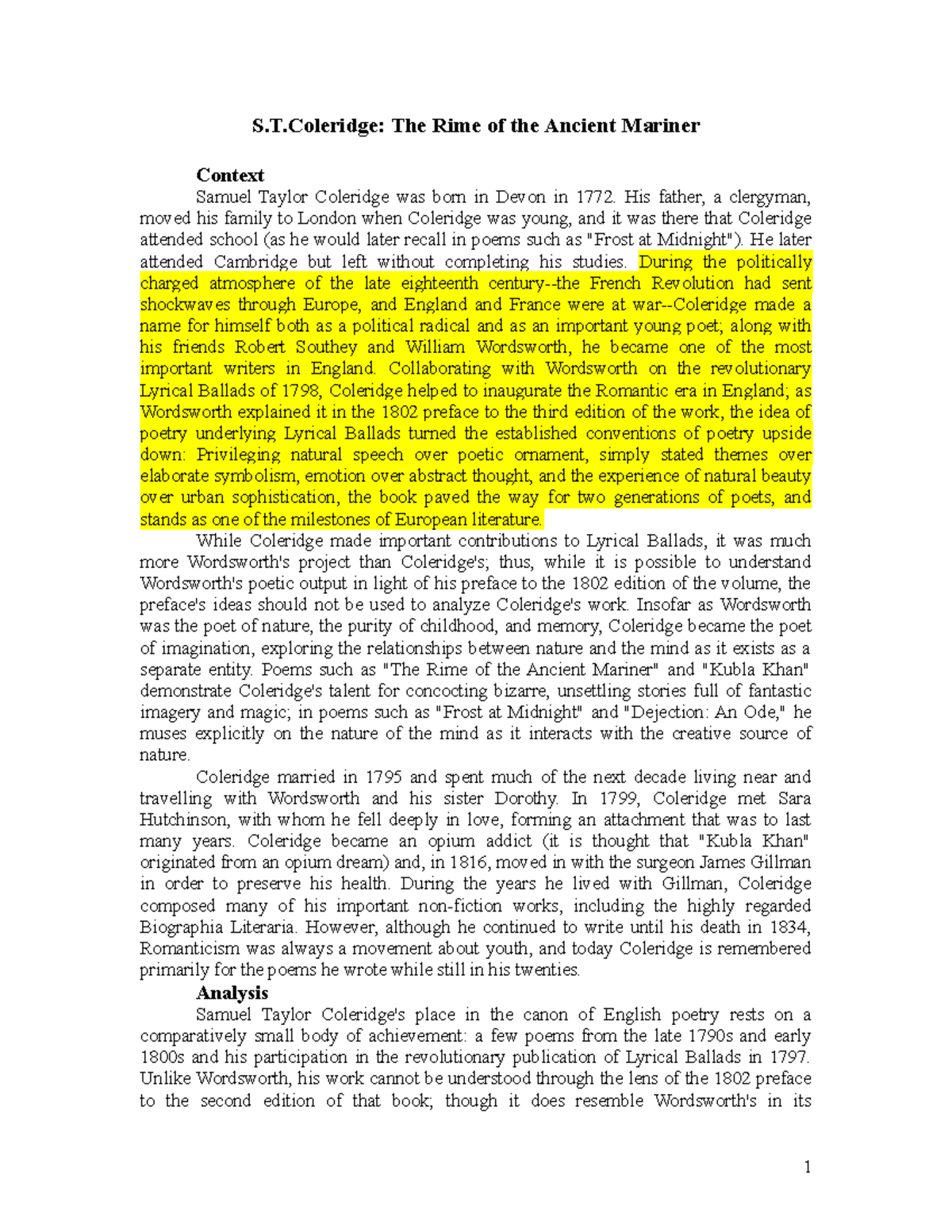 S T Coleridge The Rime of the Ancient Ma - S.T: The Rime of the Ancient ...