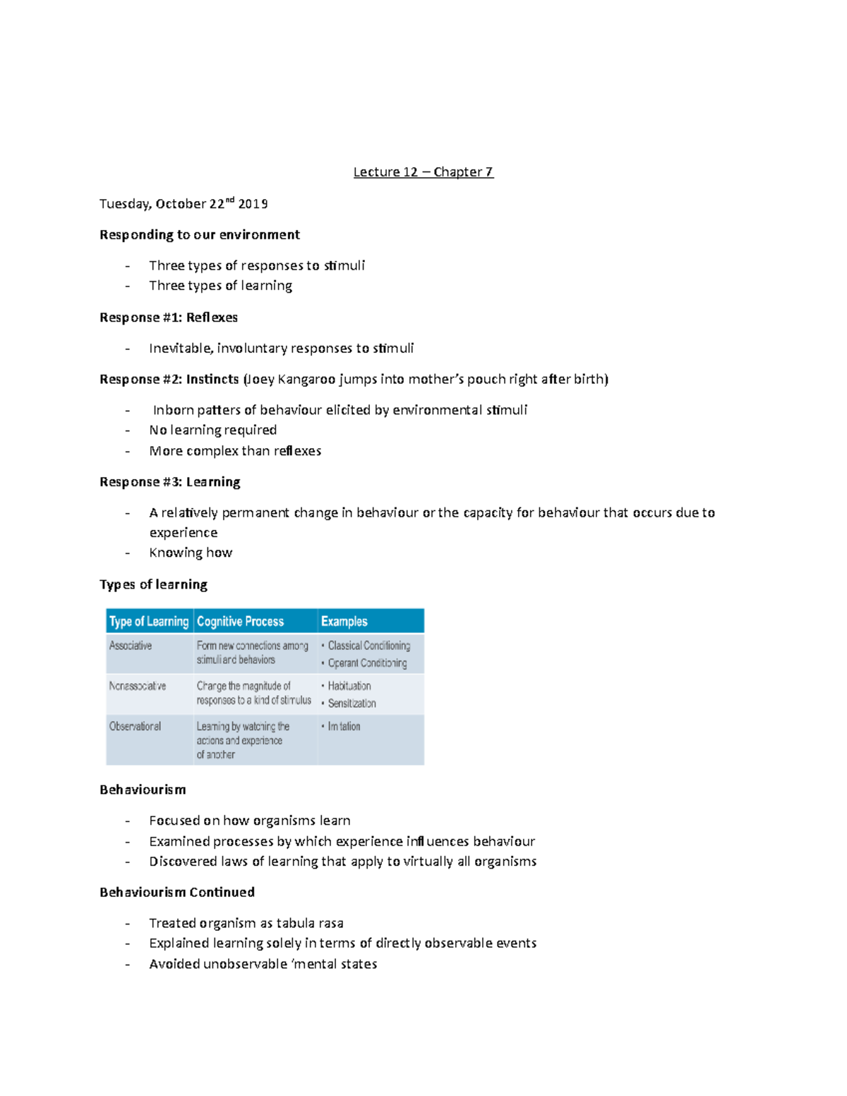 Lecture 12 - Chapter 7 - Lecture 12 – Chapter 7 Tuesday, October 22nd ...