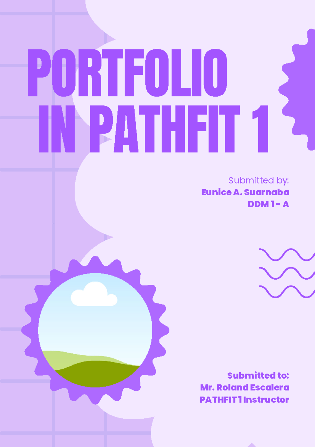 Purple Minimalist Cover Portfolio Document - PORTFOLIO IN PATHFIT 1 ...