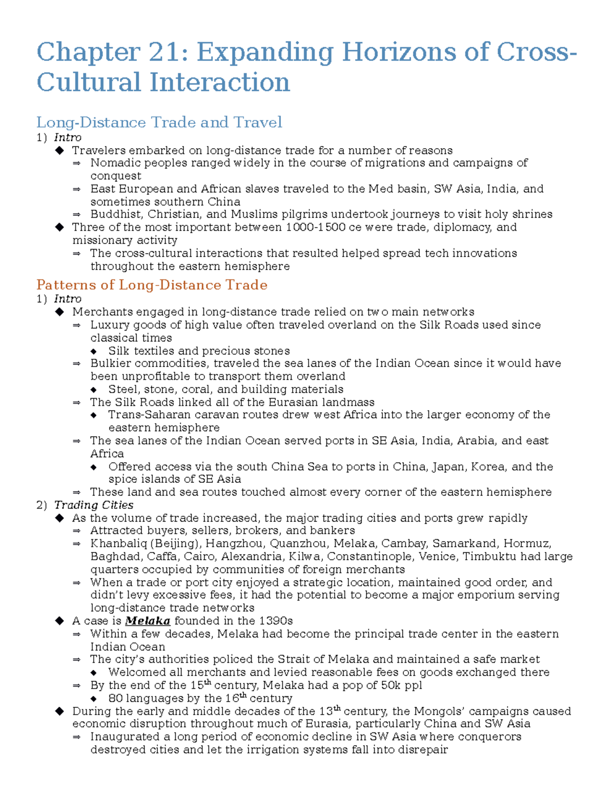 Ch 21 notes - Chapter 21: Expanding Horizons of Cross- Cultural ...