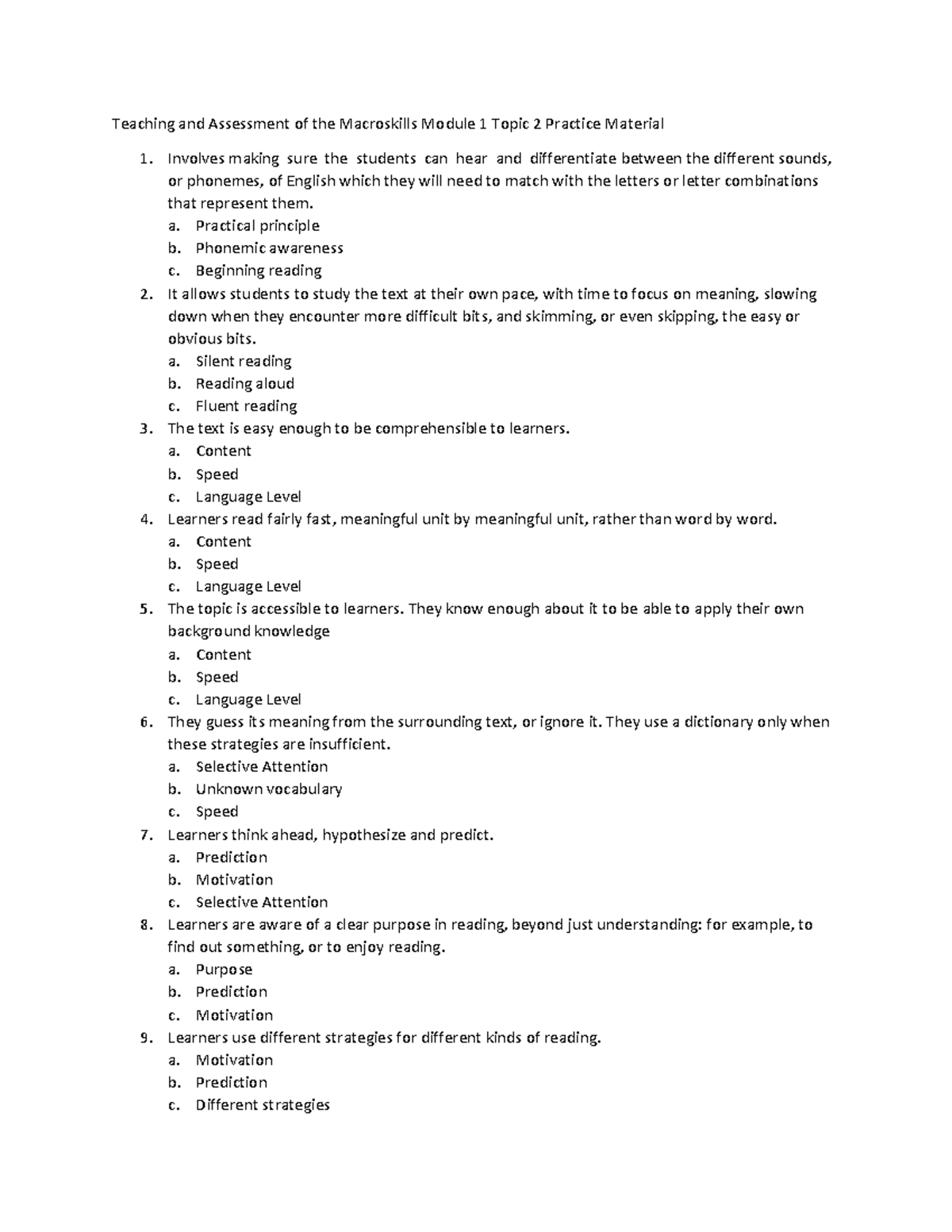 Teasmac Module 1 Topic 2 Practice Material - Teaching and Assessment of ...