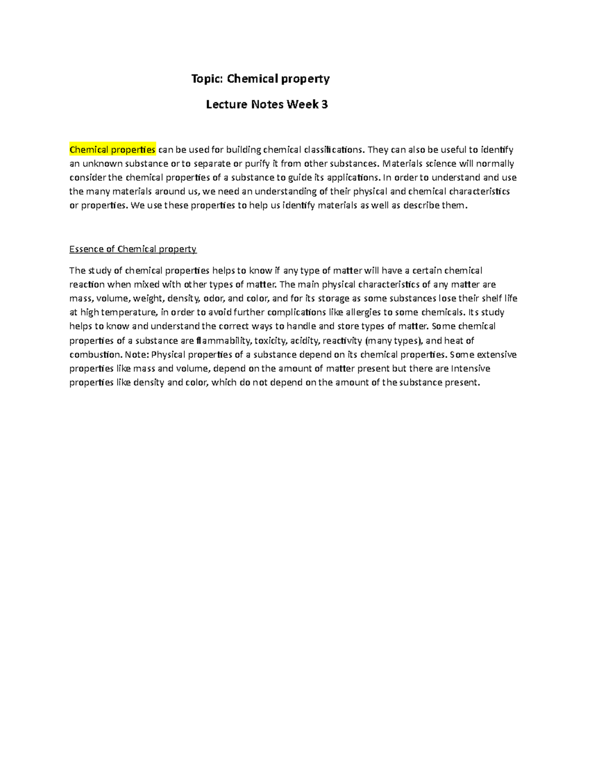 Chem3 - It contains information about chemical property. - Topic ...