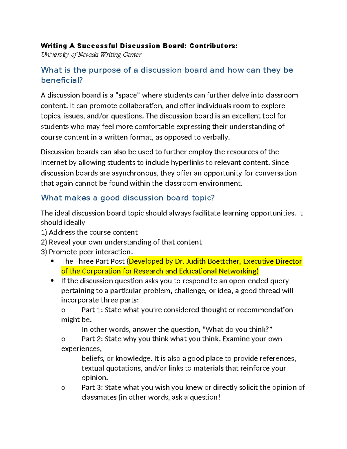 Writing A Successful Discussion Board - It can promote collaboration ...