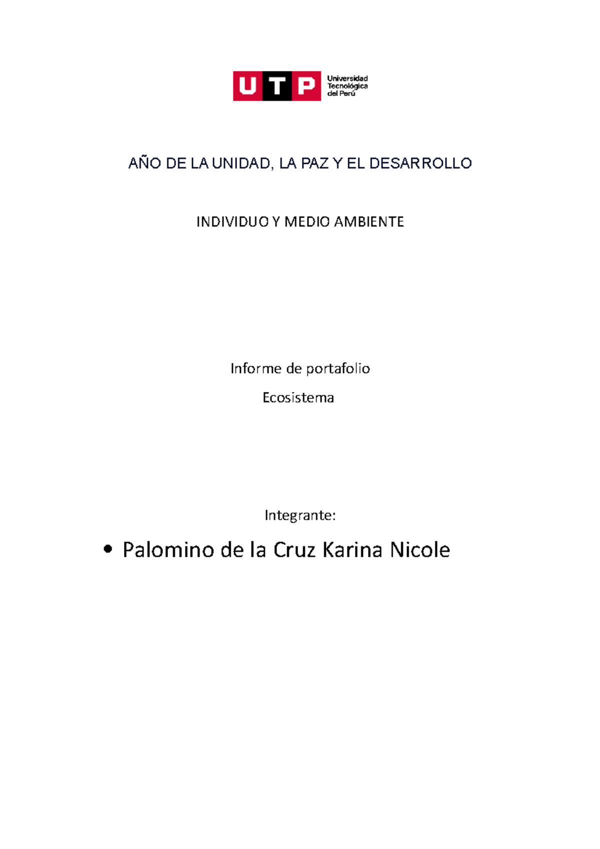 Individuo Y Ambiente - Sjisjs - AÑO DE LA UNIDAD, LA PAZ Y EL ...