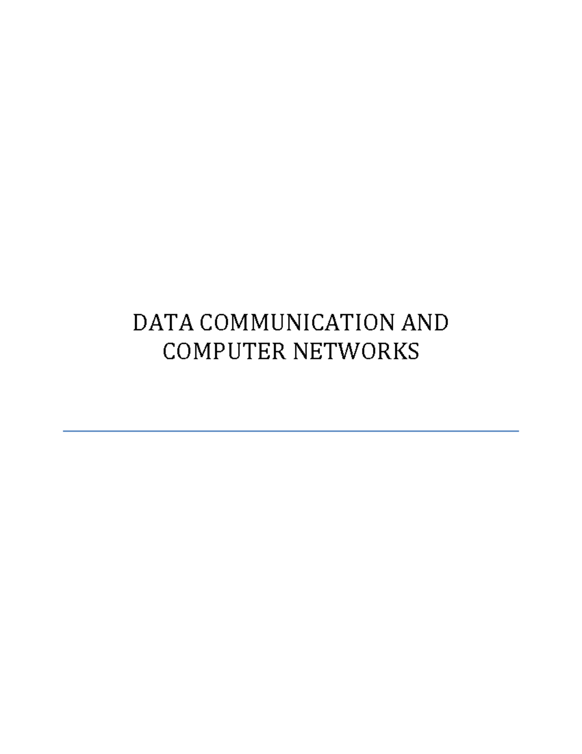 Data Communication An Computer Networking Notes Data Communication And Computer Networks Data