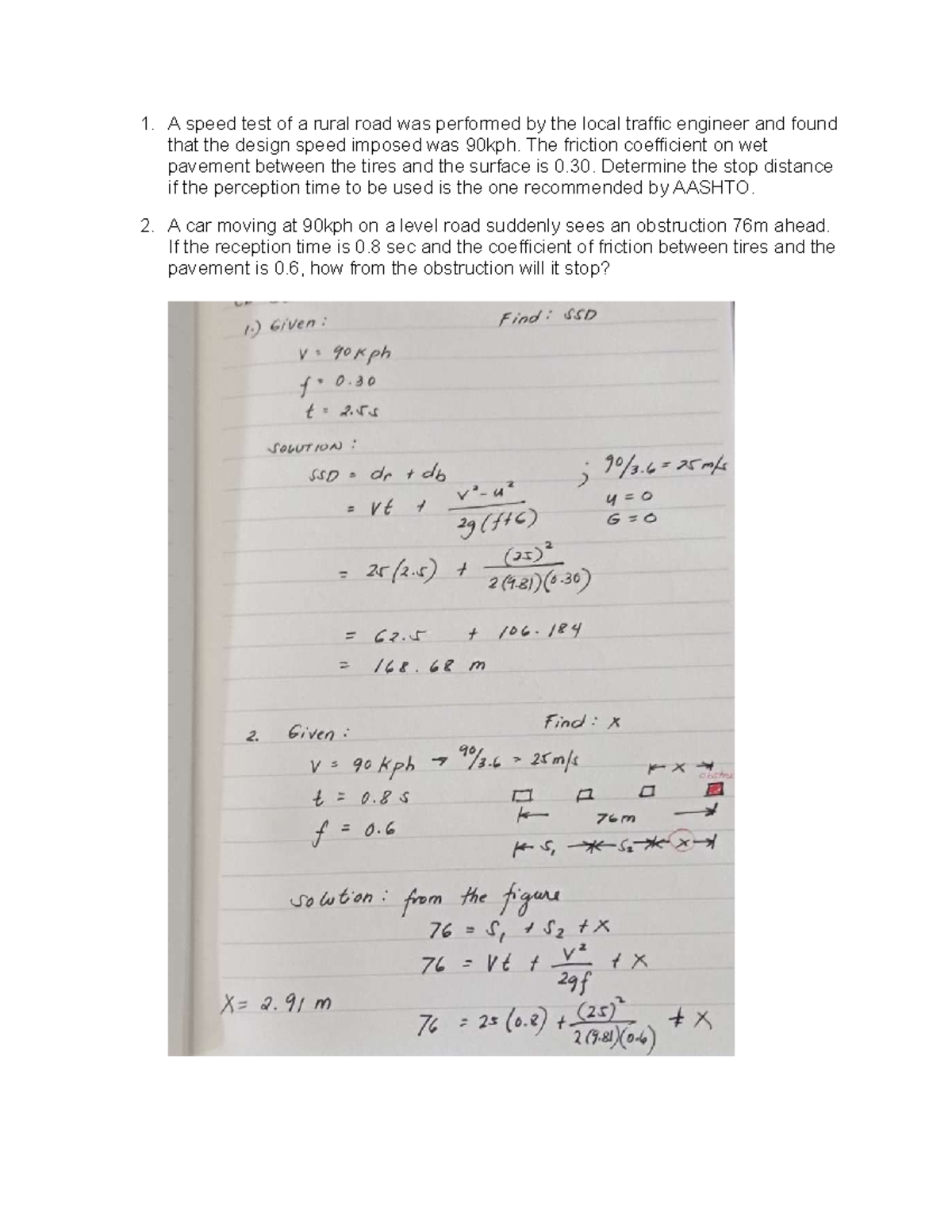 Additional Lecture problem solving - A speed test of a rural road was ...