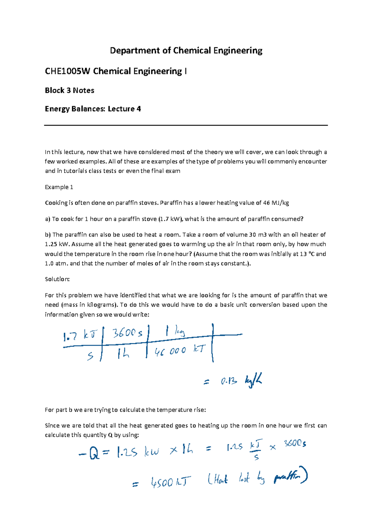 EBL4 - Energy balance notes - Department of Chemical Engineering ...