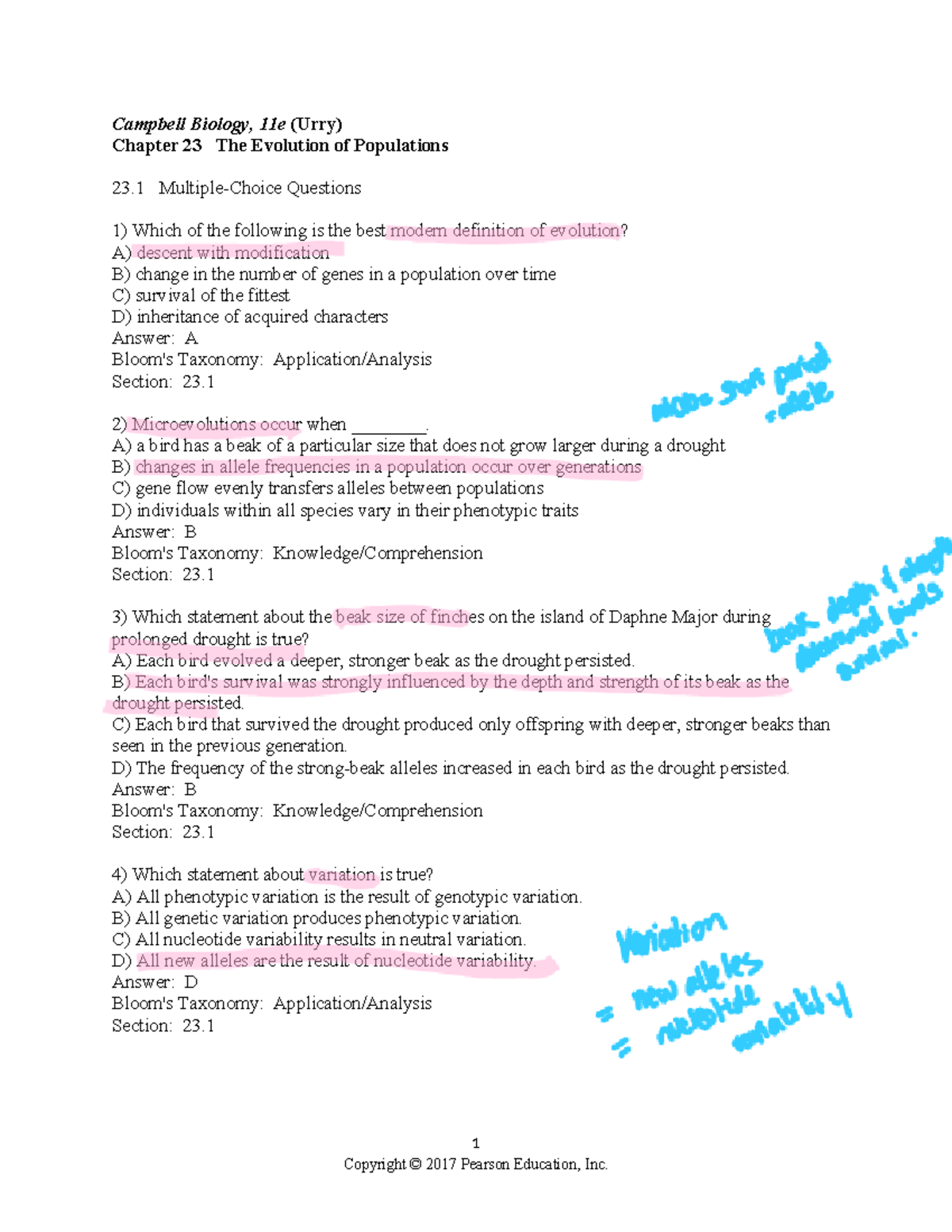 Chapter 23 copy - Campbell Biology, 11e (Urry) Chapter 23 The Evolution ...