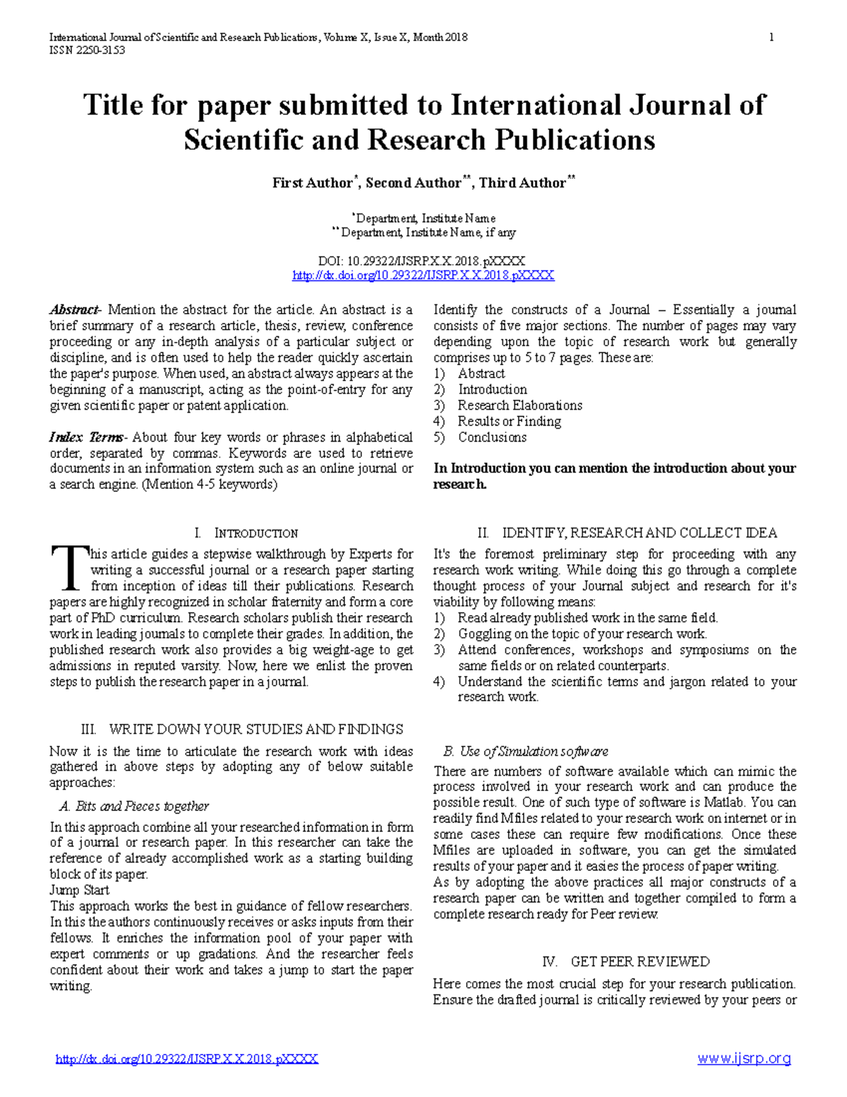 Ijsrp paper submission format double column - International Journal of ...