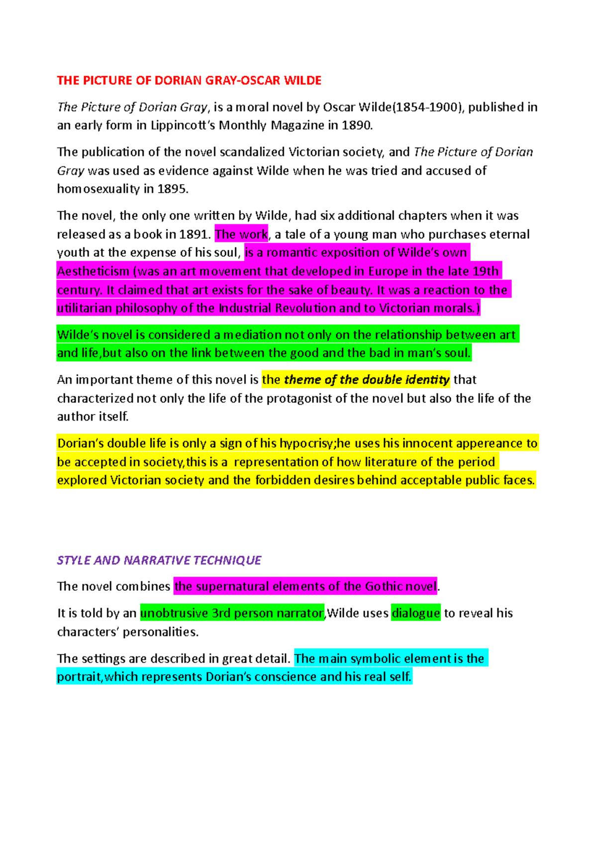 THE Picture OF Dorian GRAY - THE PICTURE OF DORIAN GRAY-OSCAR WILDE The ...