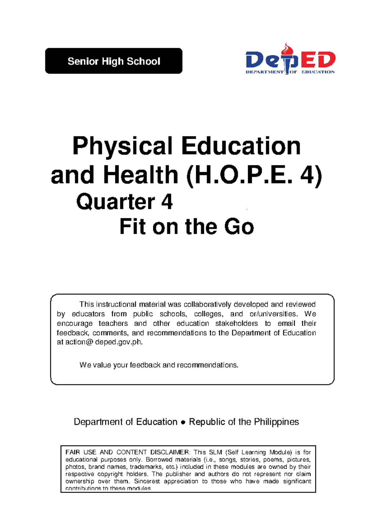 PEH12HOPE-4 Q4 Fit-on-the-Go-Revised-1 - Physical Education and Health ...