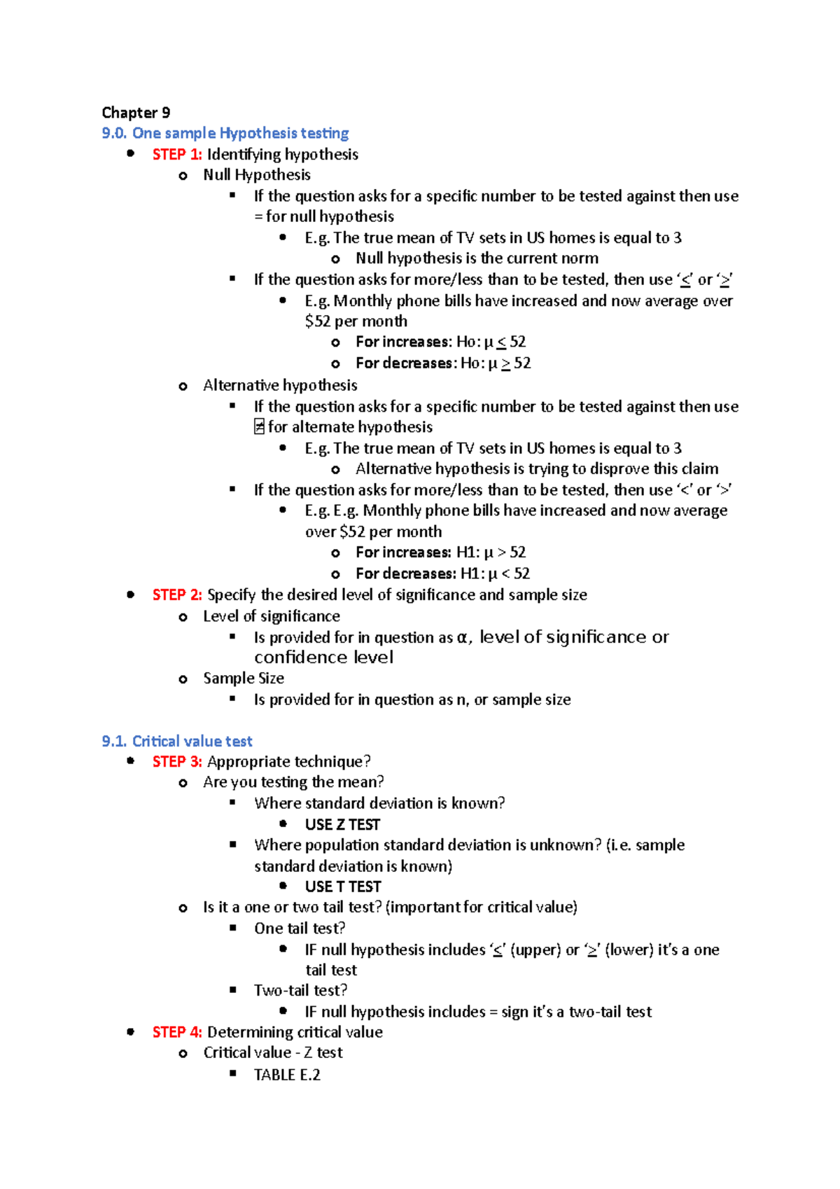 COMM121- Chp.9-14 Instructions - Chapter 9 9. One sample Hypothesis ...