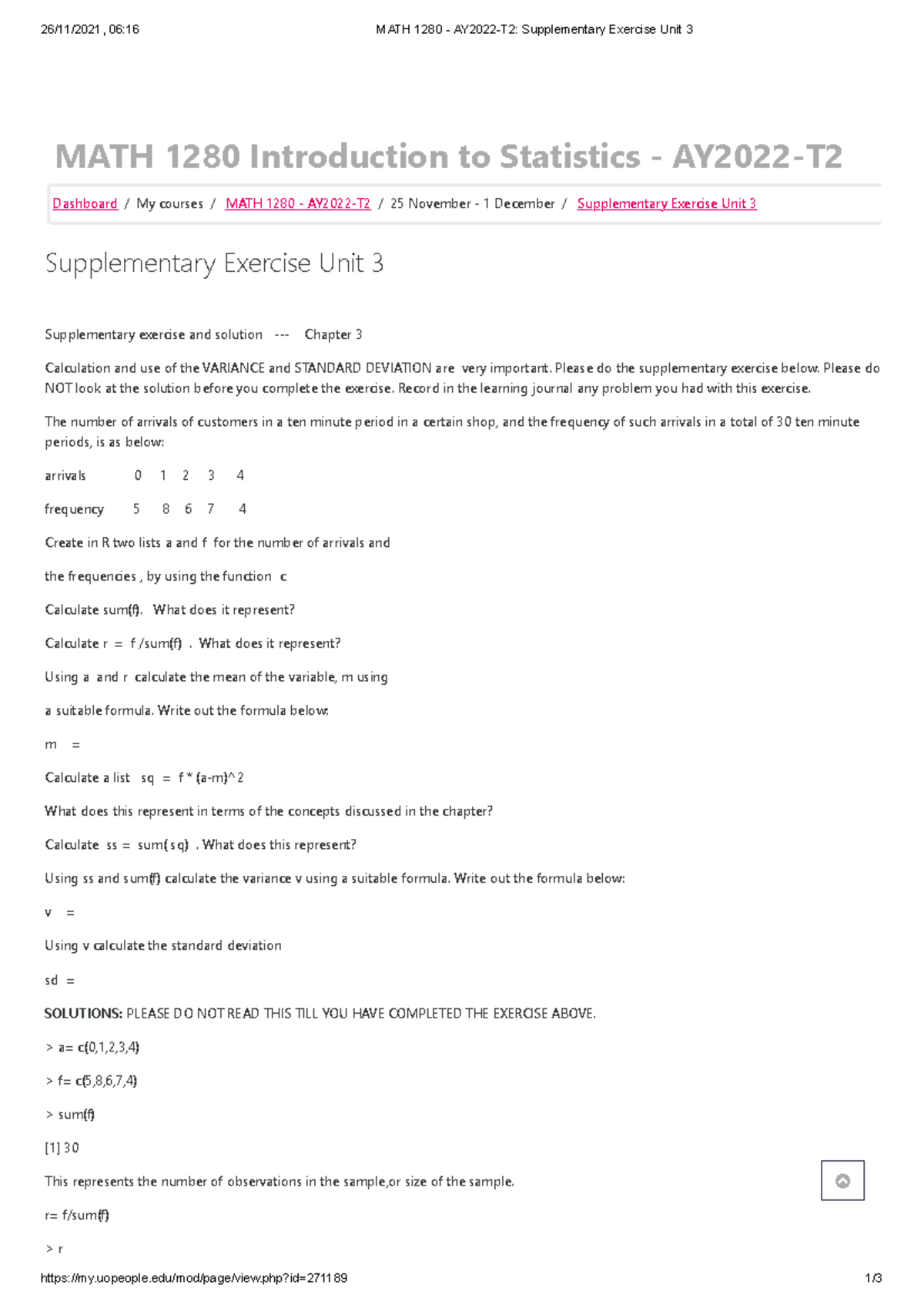 MATH 1280 - AY2022-T2 Supplementary Exercise Unit 3 - uopeople/mod/page ...