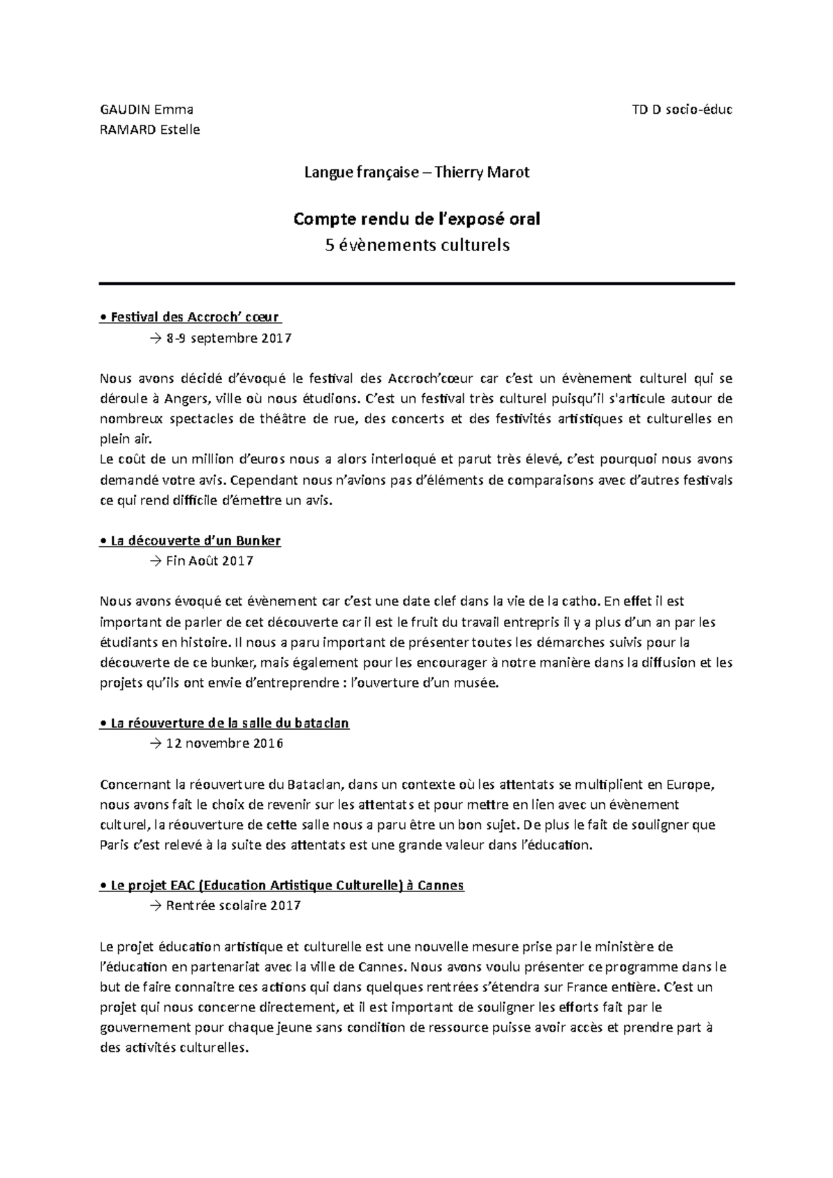 Compte-rendu-oral - GAUDIN Emma TD D socio-éduc RAMARD Estelle Langue ...