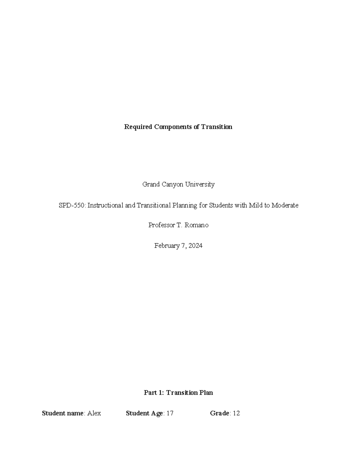 SPD550 Required Components of Transition - Required Components of ...
