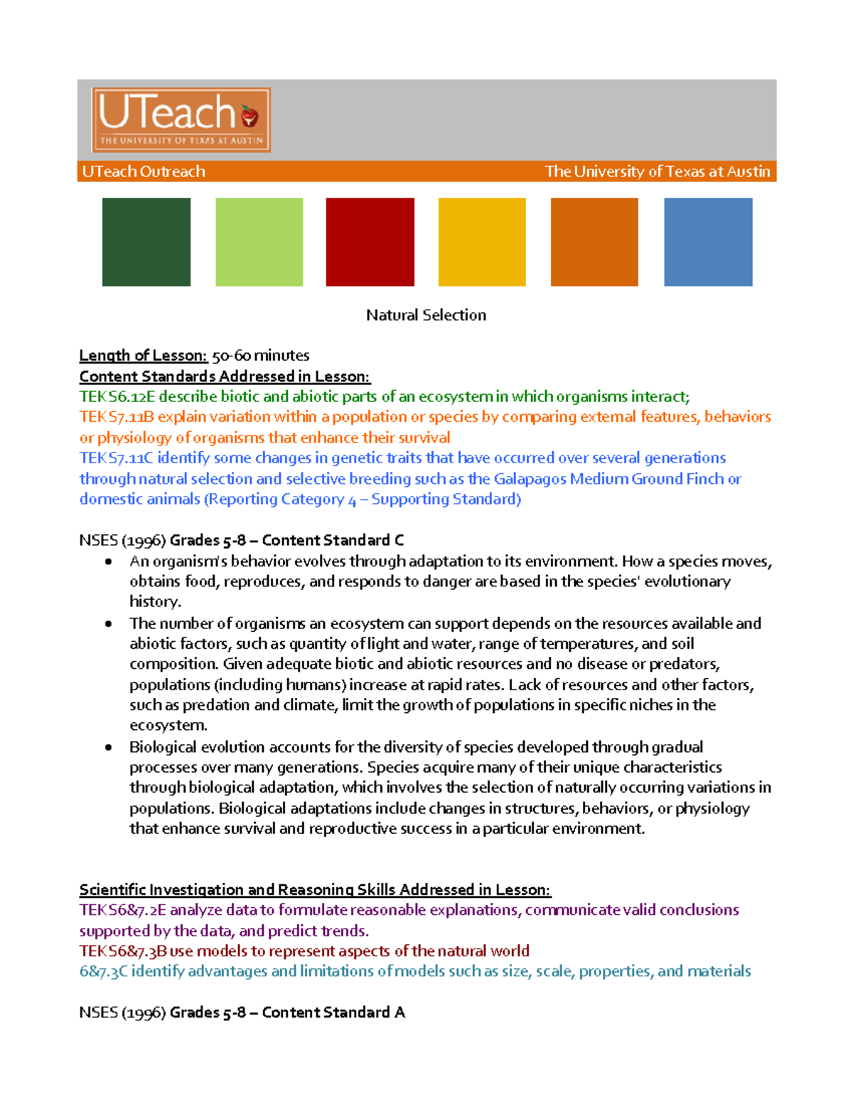 Natural-selection - sasdasd - UTeach Outreach The University of Texas ...