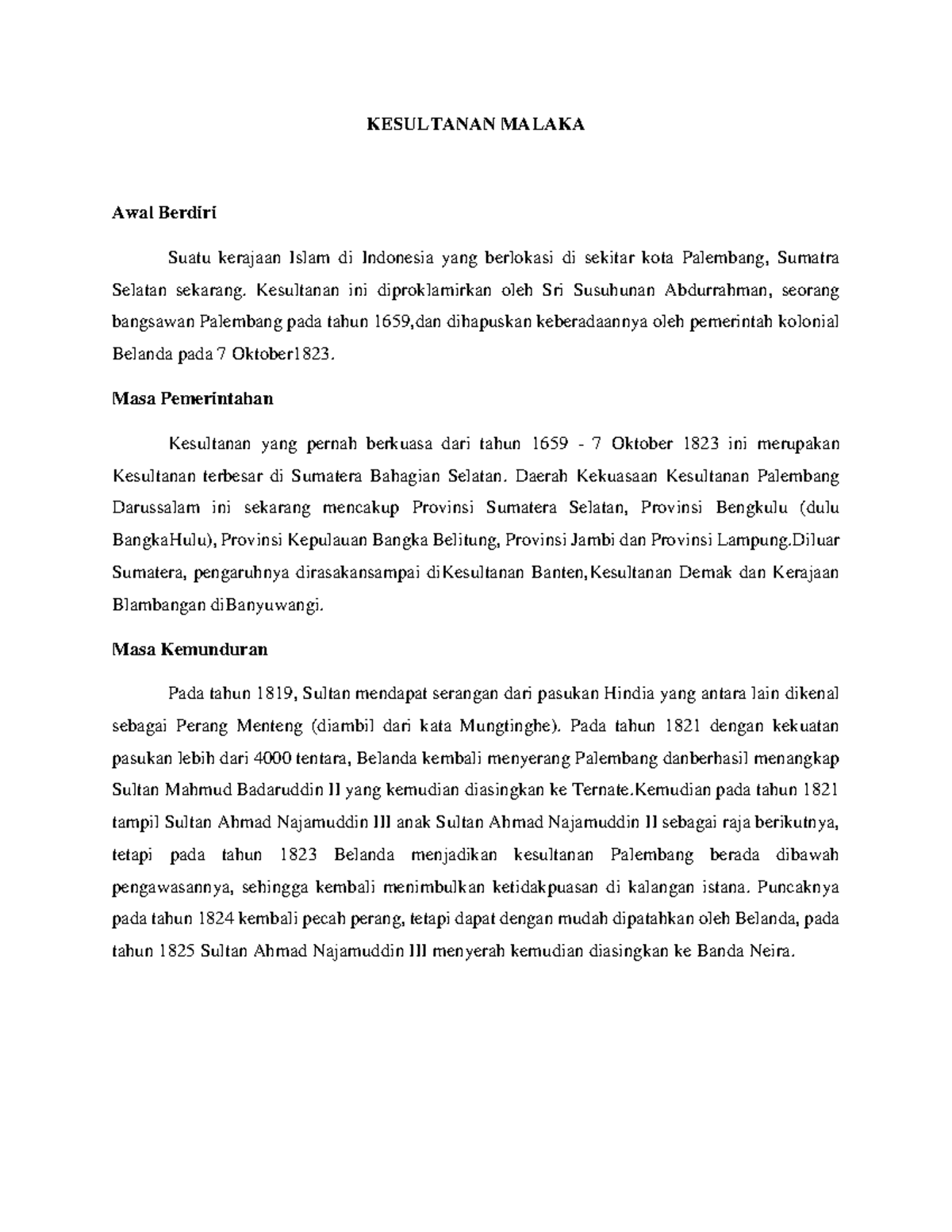 Kesultanan Malaka - KESULTANAN MALAKA Awal Berdiri Suatu kerajaan Islam ...