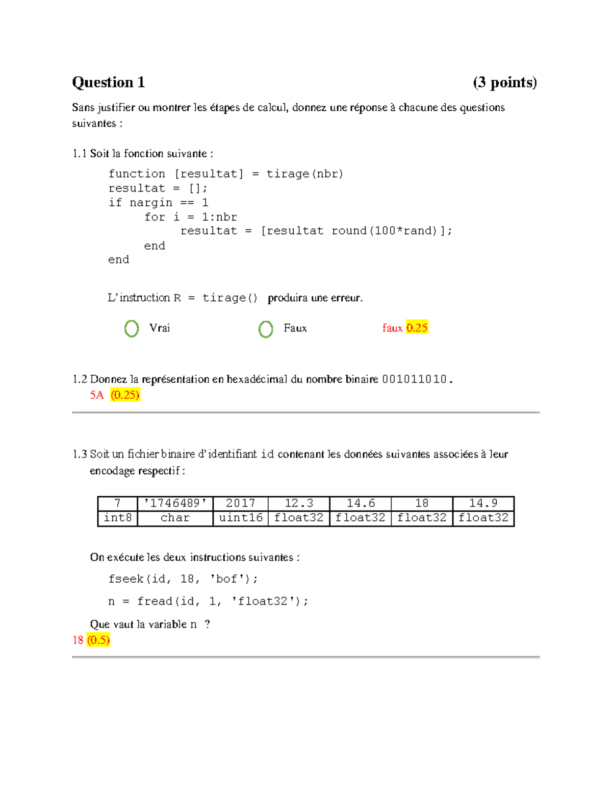 Examen type / pratique - Warning: TT: undefined function: 32 Question 1 (3 points) Sans ...
