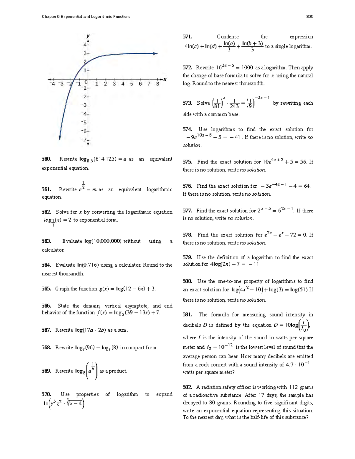 Exponential And Logarithmic Functions Pdfdrive 2 81 Rewrite Log8 614 A As An
