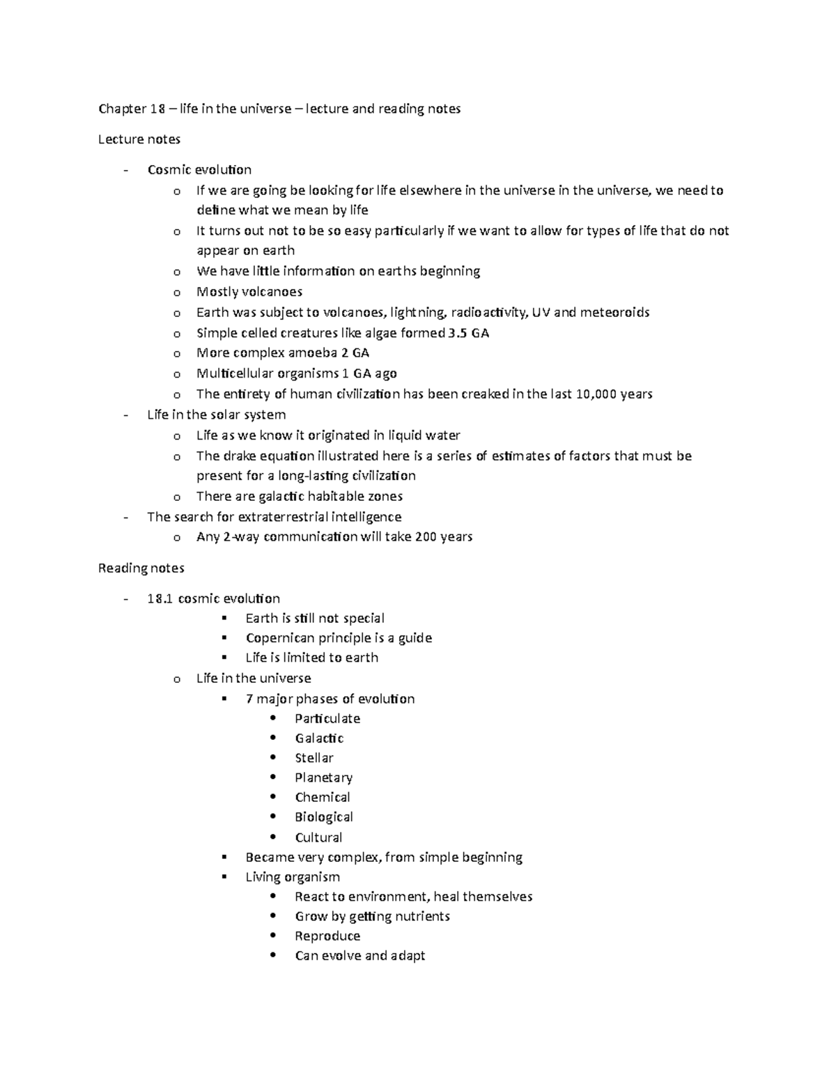 Astronomy Chapter 18 - life in the cosmos - Chapter 18 – life in the ...