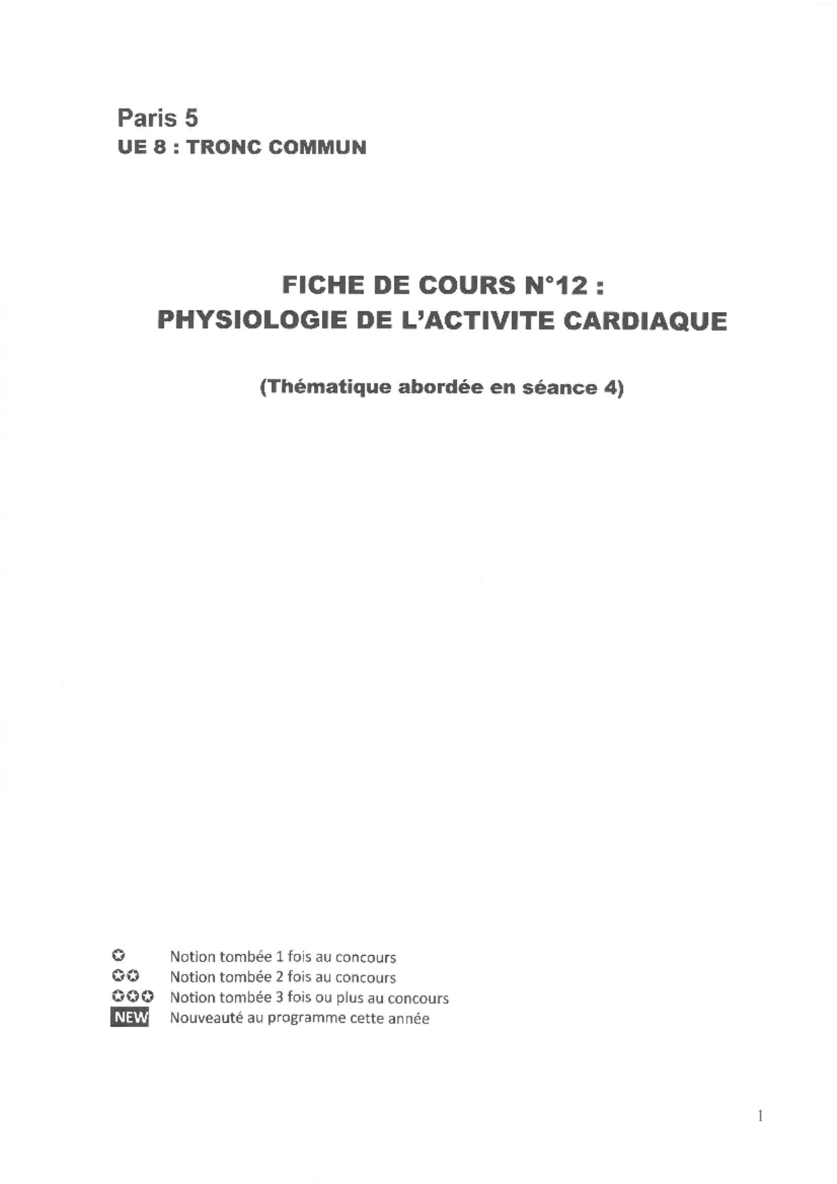 FC12 Physiologie de l activité cardiaque - Paris 5 UE 8: TRONC COMMUN ...