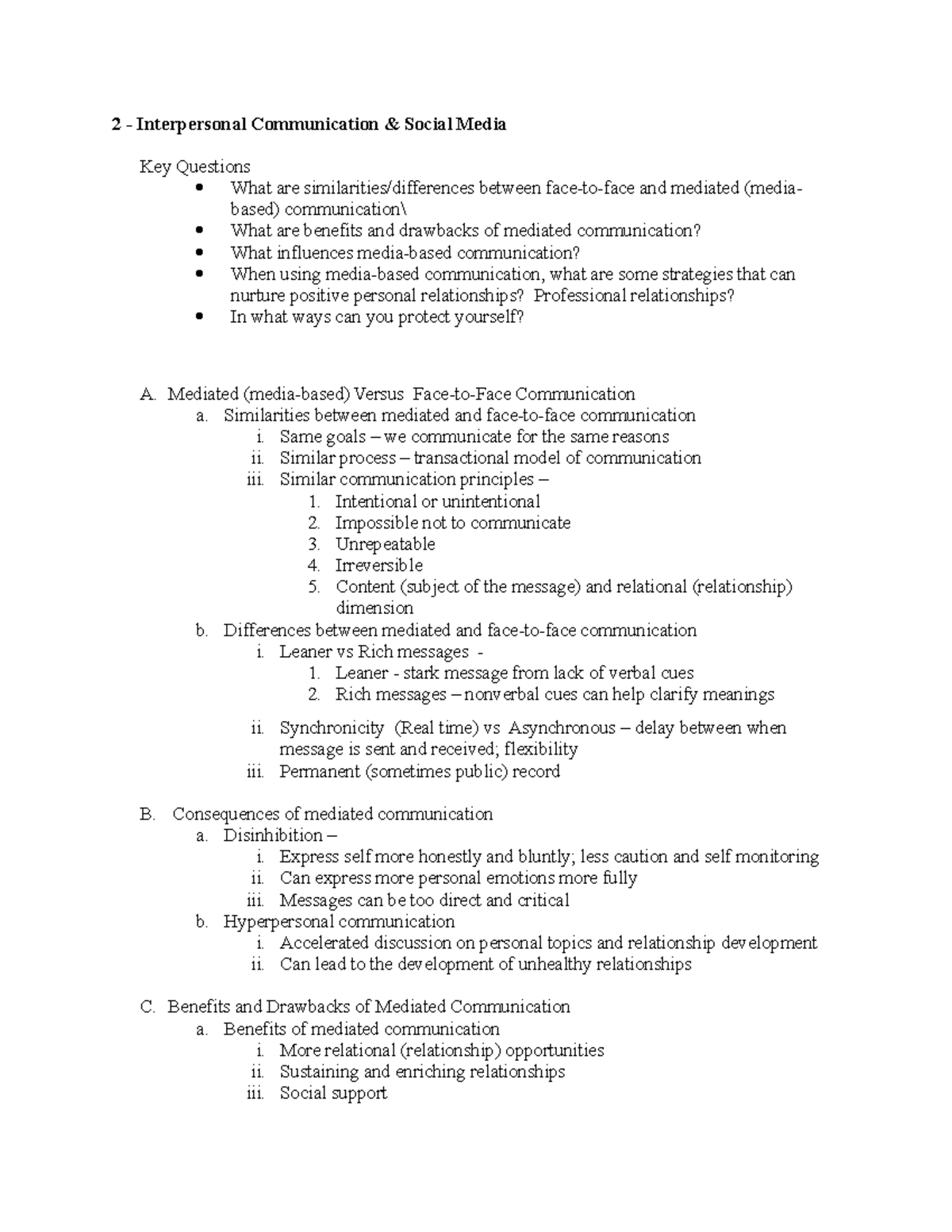 2 Interpersonal Communication and Social Media outline - 2 ...