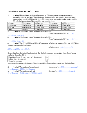 MIDTERM, questions and answers - DALHOUSIE UNIVERSITY ECONOMICS 1102 MACROECONOMICS Instructor ...