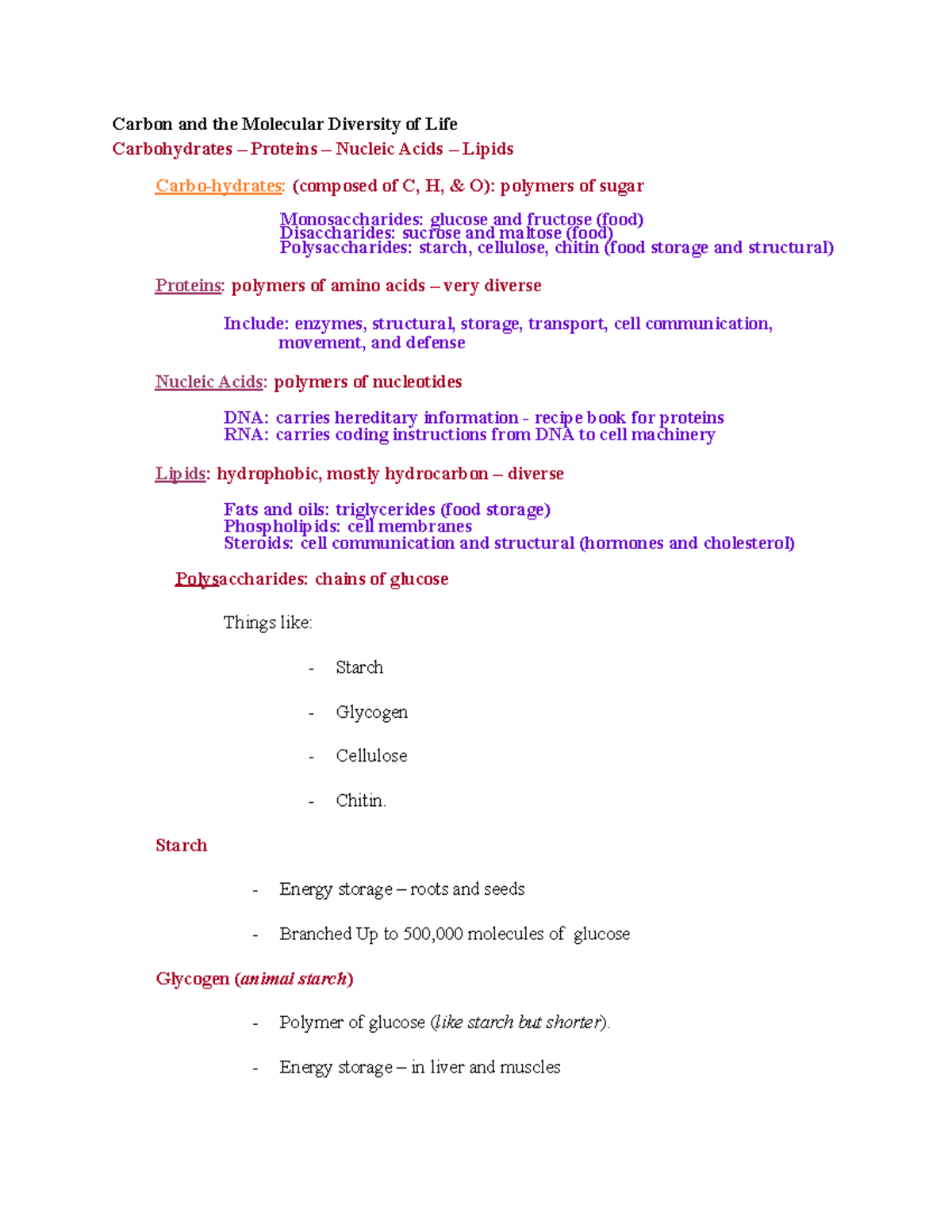 Biological Macromolecules pt 2 - Carbon and the Molecular Diversity of ...