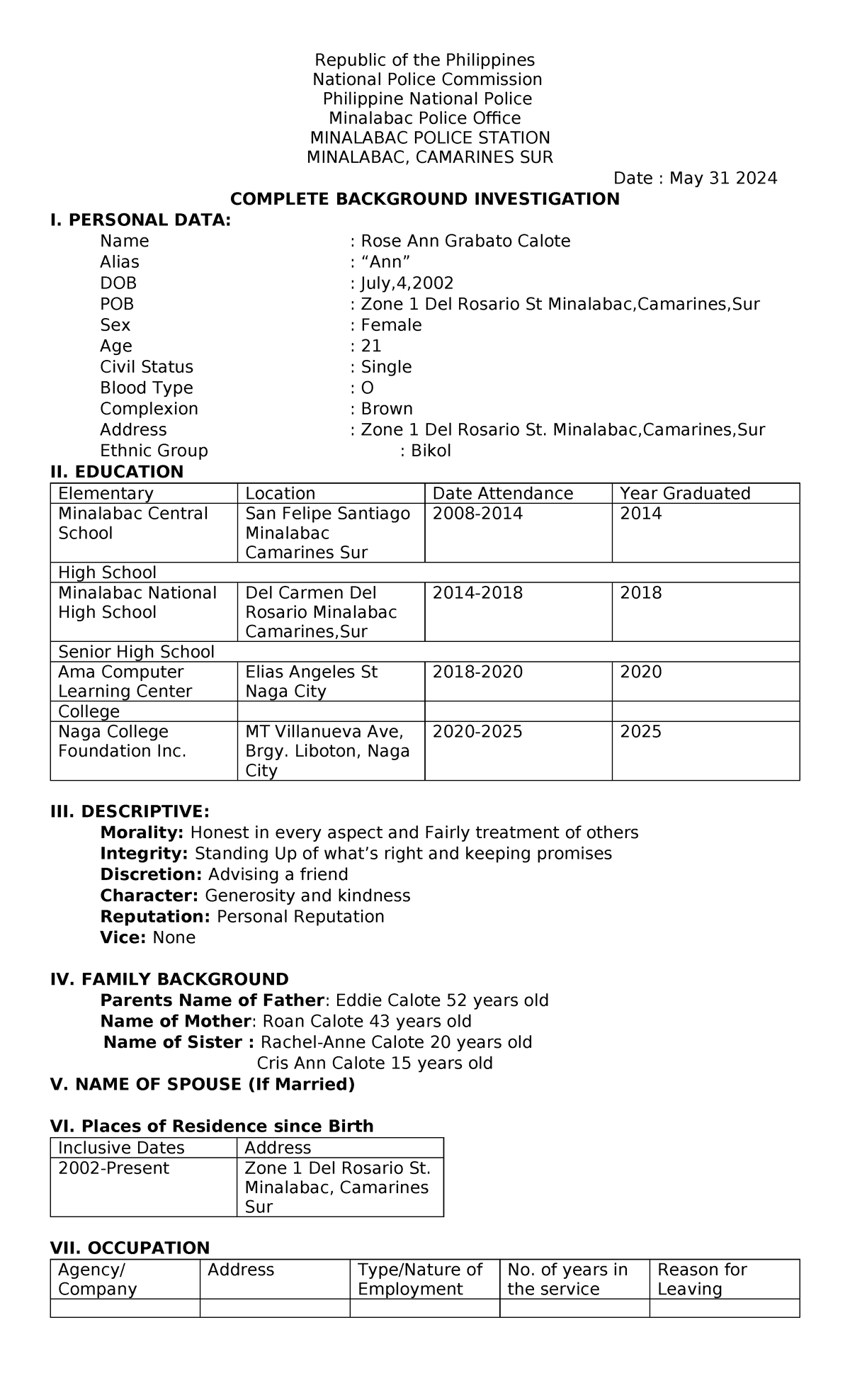 CBI Calote - You can review or use those templates above, hope it helps ...