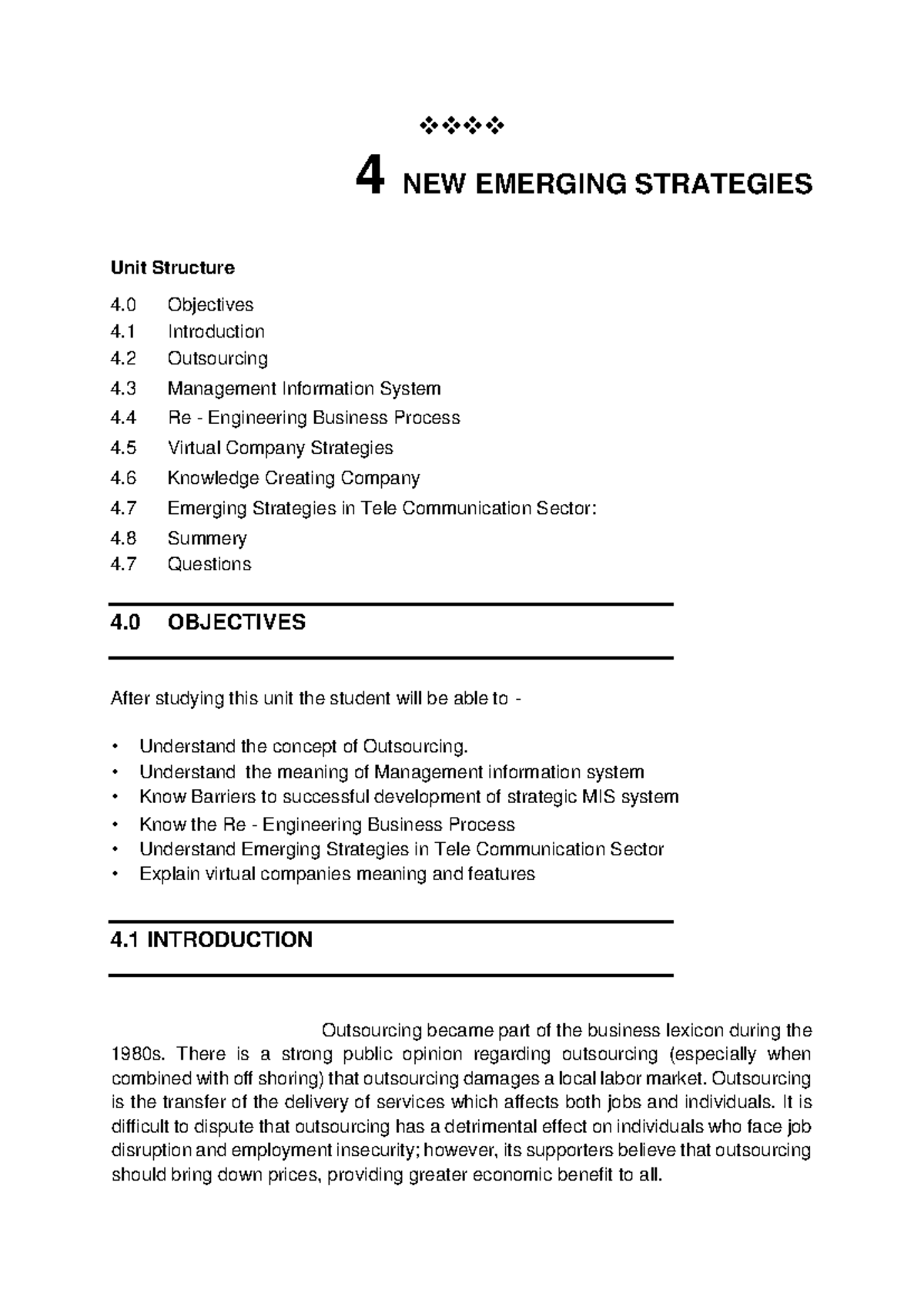 Strategic Management 2 - 4 NEW EMERGING STRATEGIES Unit Structure 4 Objectives 4 Introduction ...