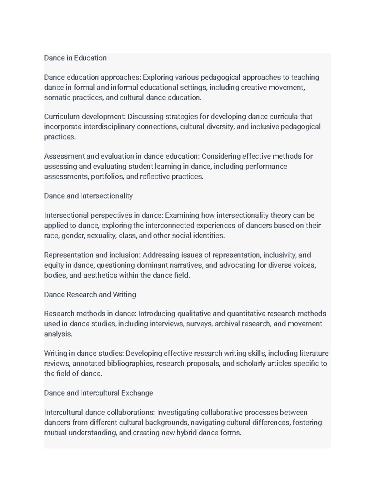 Untitled document - ... - Dance in Education Dance education approaches ...