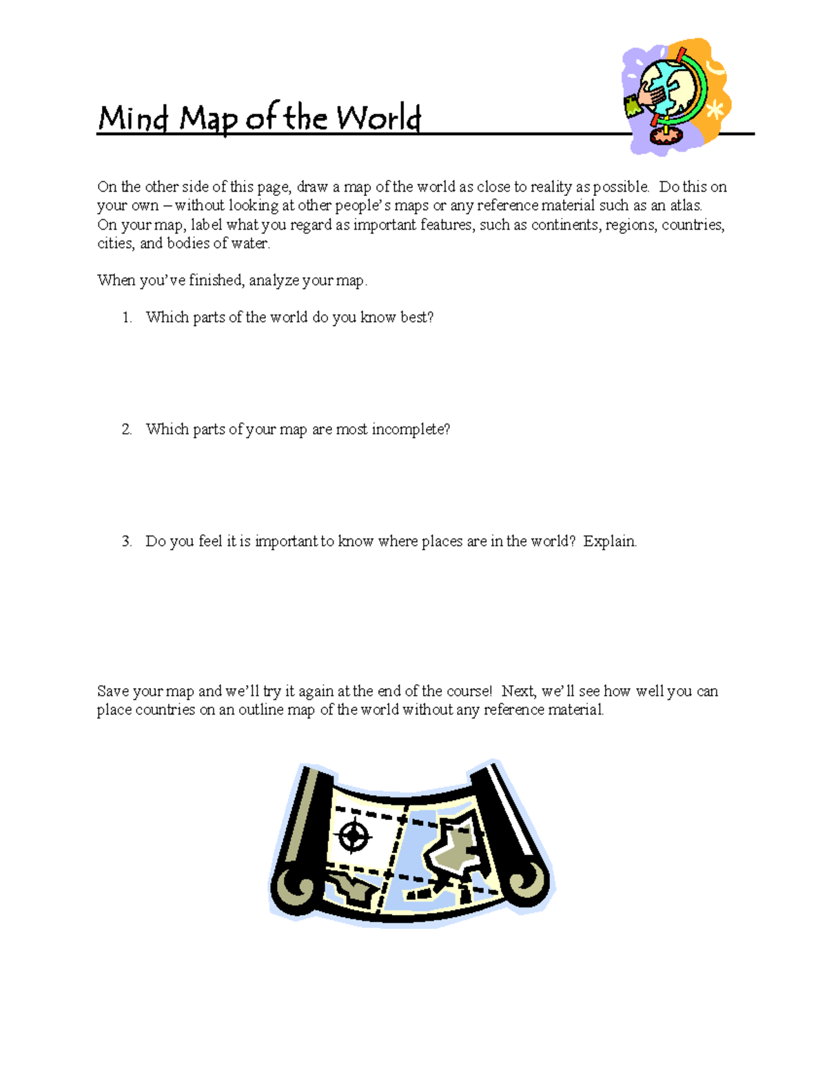 Mind map of the world - Mind Map of the World On the other side of this ...