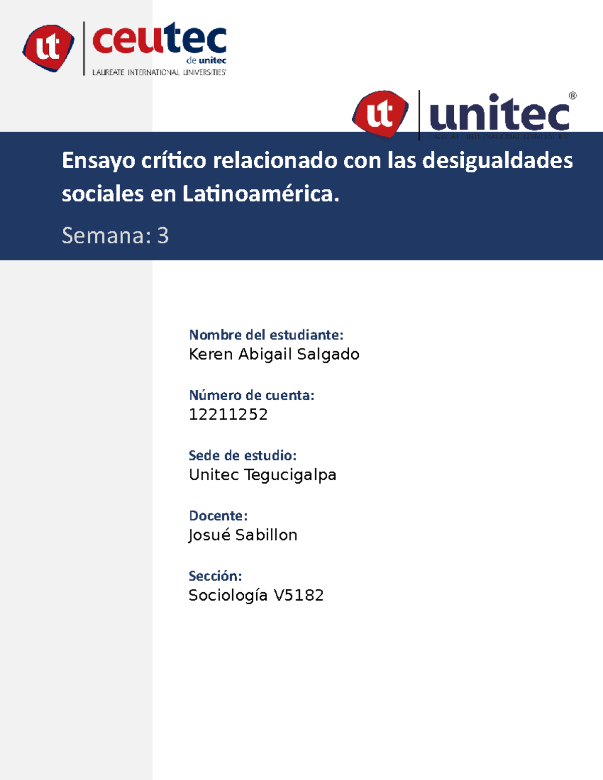 Ensayo socio s3 - Nombre del estudiante: Keren Abigail Salgado Número ...