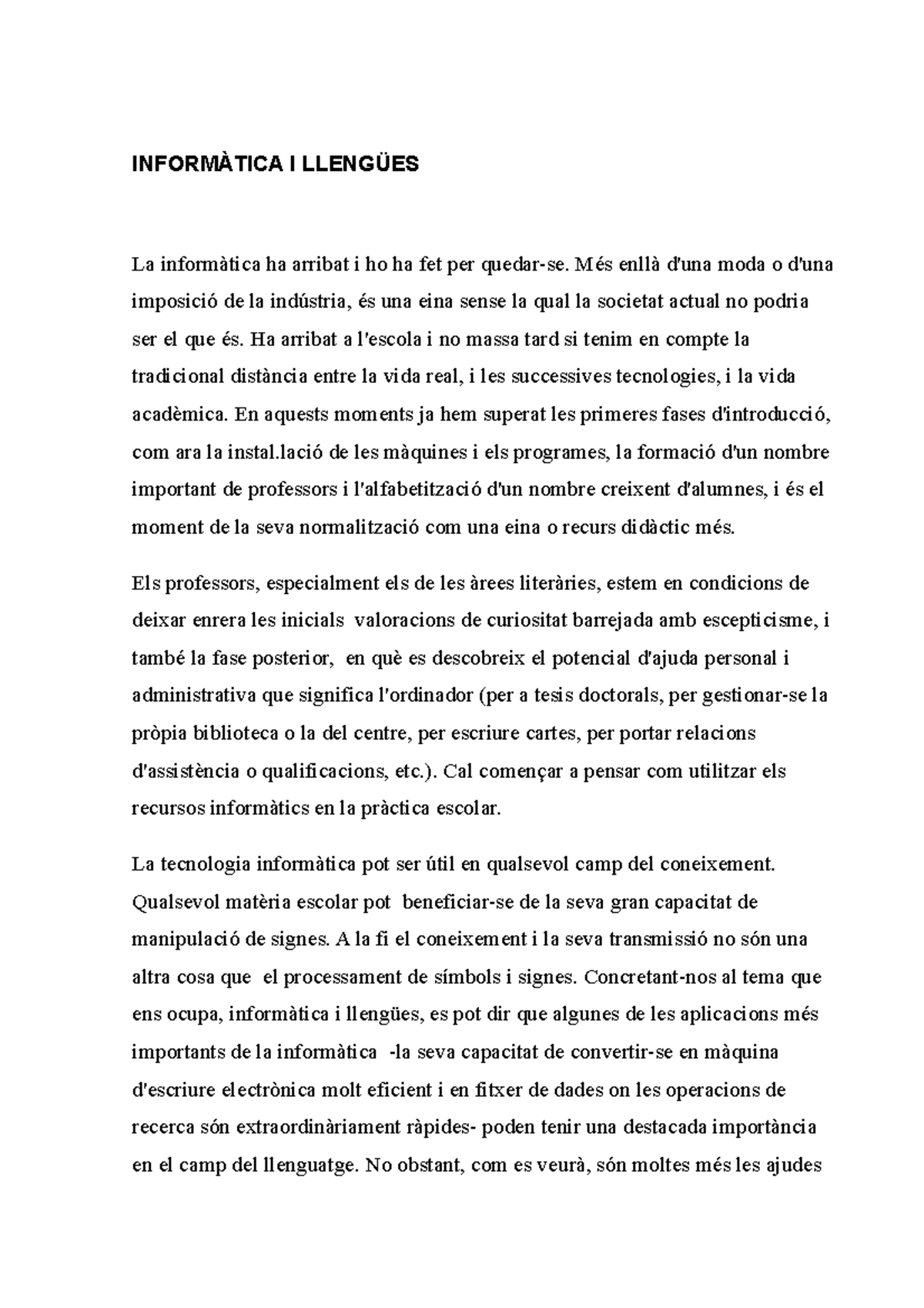 Act 02 - Ejercicio ofimatica - INFORMÀTICA I LLENGÜES La informàtica ha ...